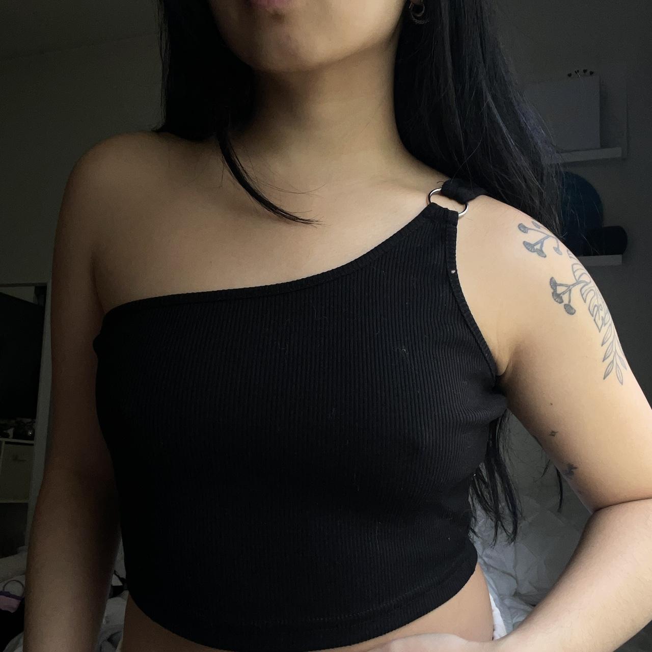 BLACK ONE STRAP CROPPED TOP - FREE SHIPPING -... - Depop