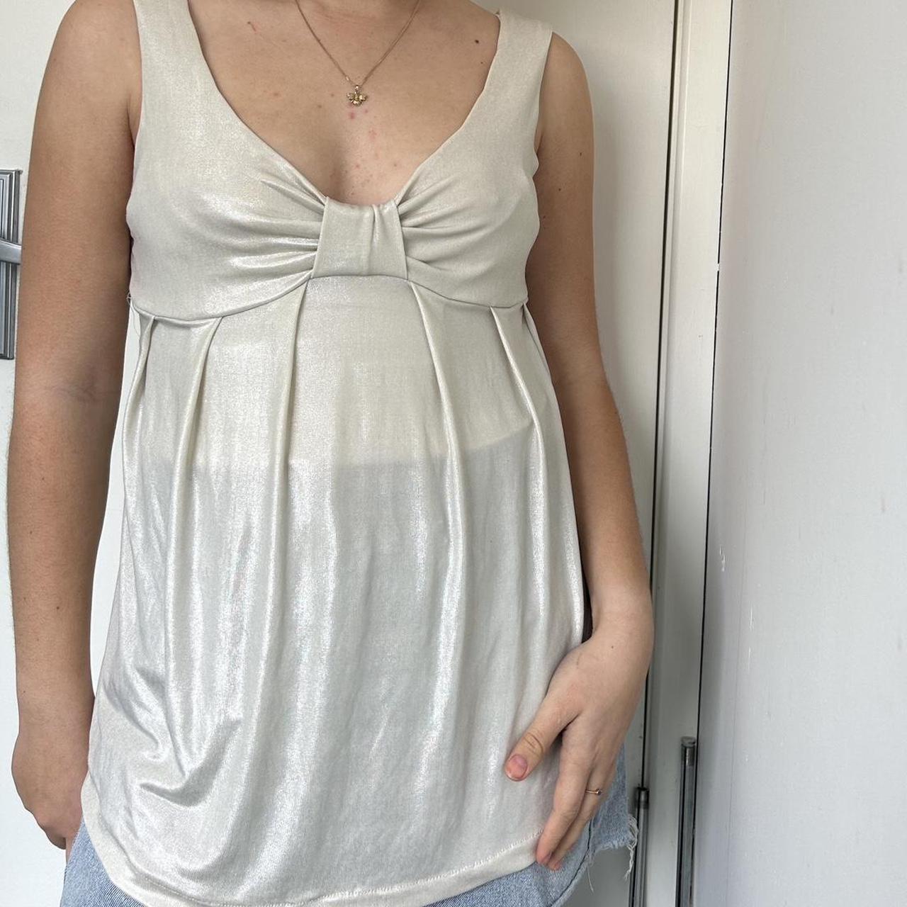 SILVER VINTAGE CAMI Gorgeous silvery top, super... - Depop