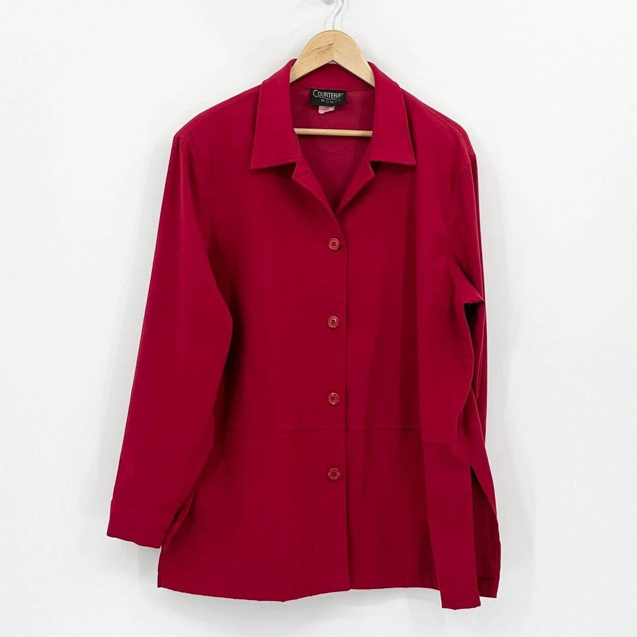 Vintage Shacket Women's 16W Red Button Down Tunic... - Depop