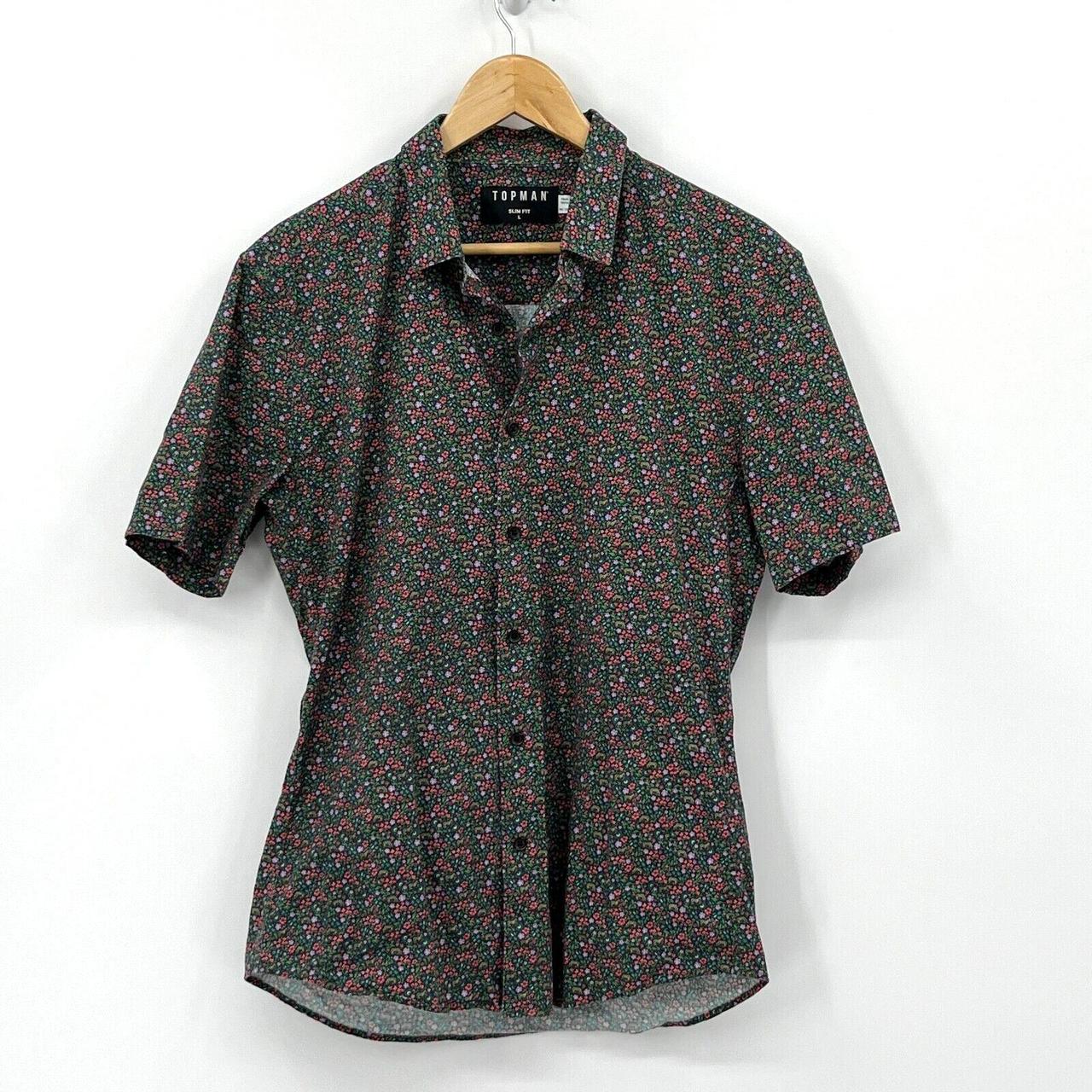 Topman Top Men Large Slim Fit Floral Button Up... - Depop