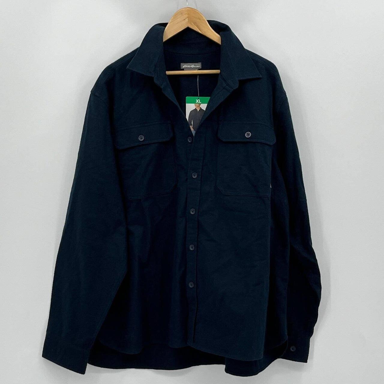 Eddie Bauer Shacket Men XL Navy Flannel Long Sleeve... - Depop