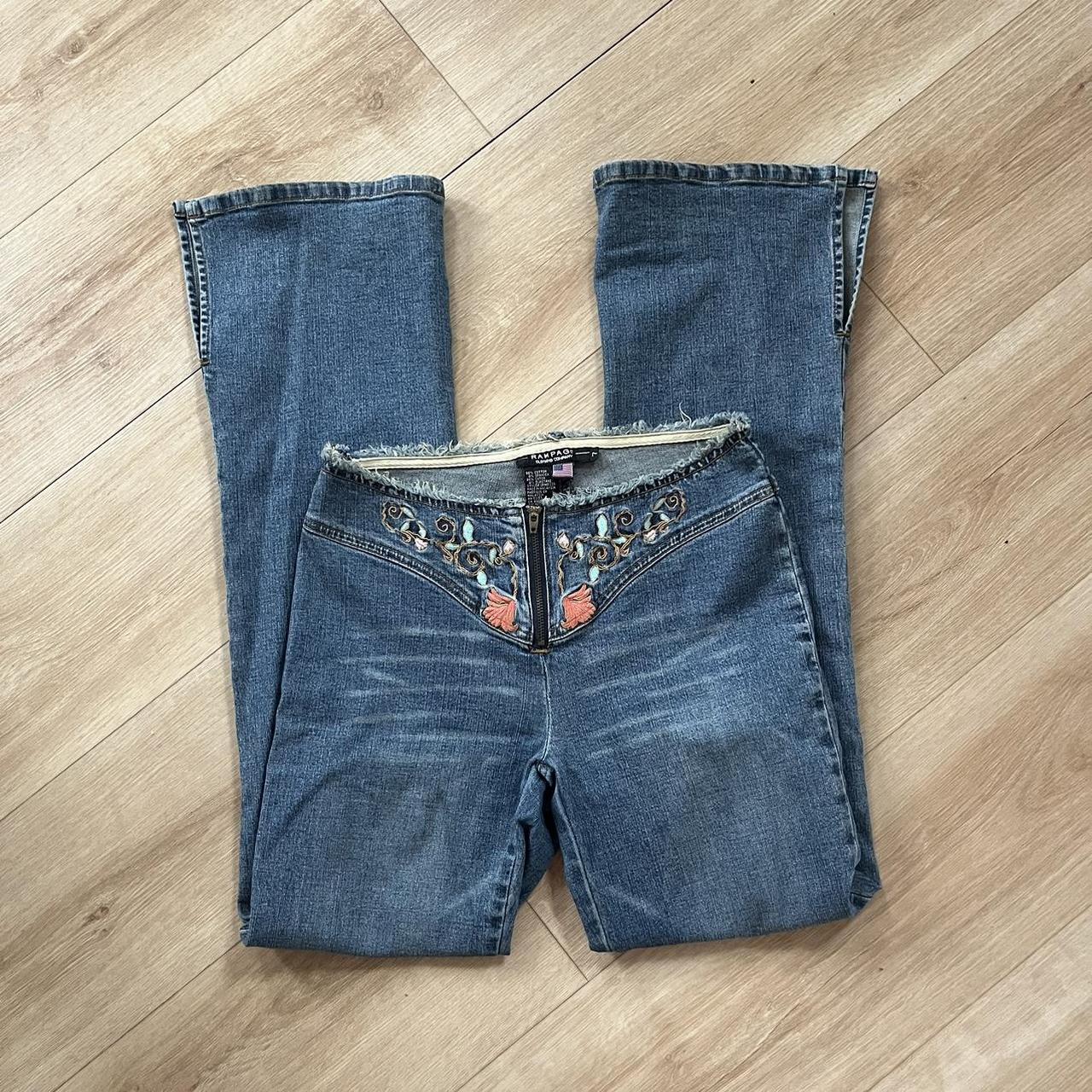 Embroidered low rise vintage 90s low rise straight... - Depop