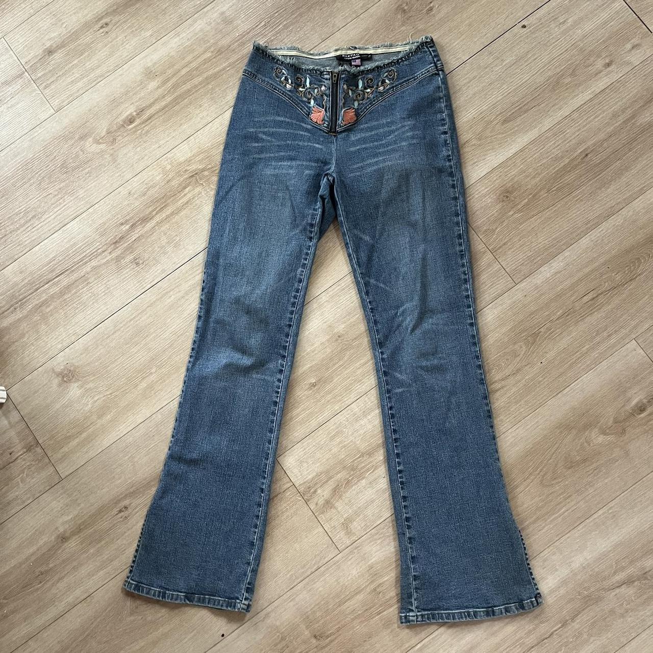 Embroidered low rise vintage 90s low rise straight... - Depop