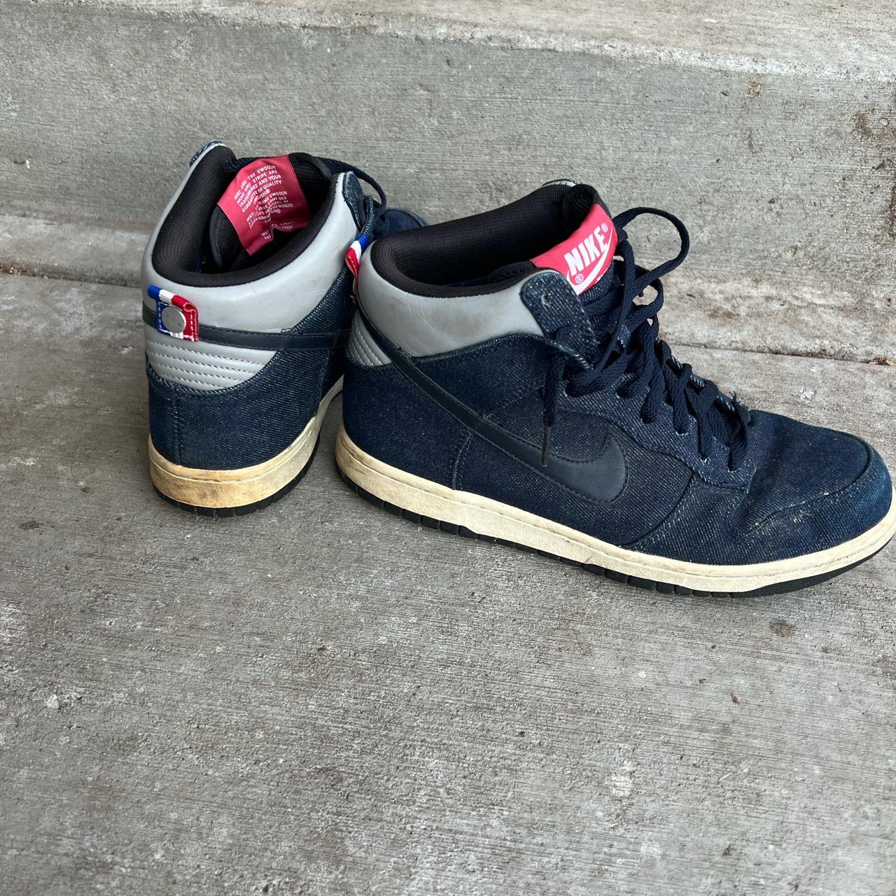 Nike Dunk High Premium Blue Denim, worn but still... - Depop