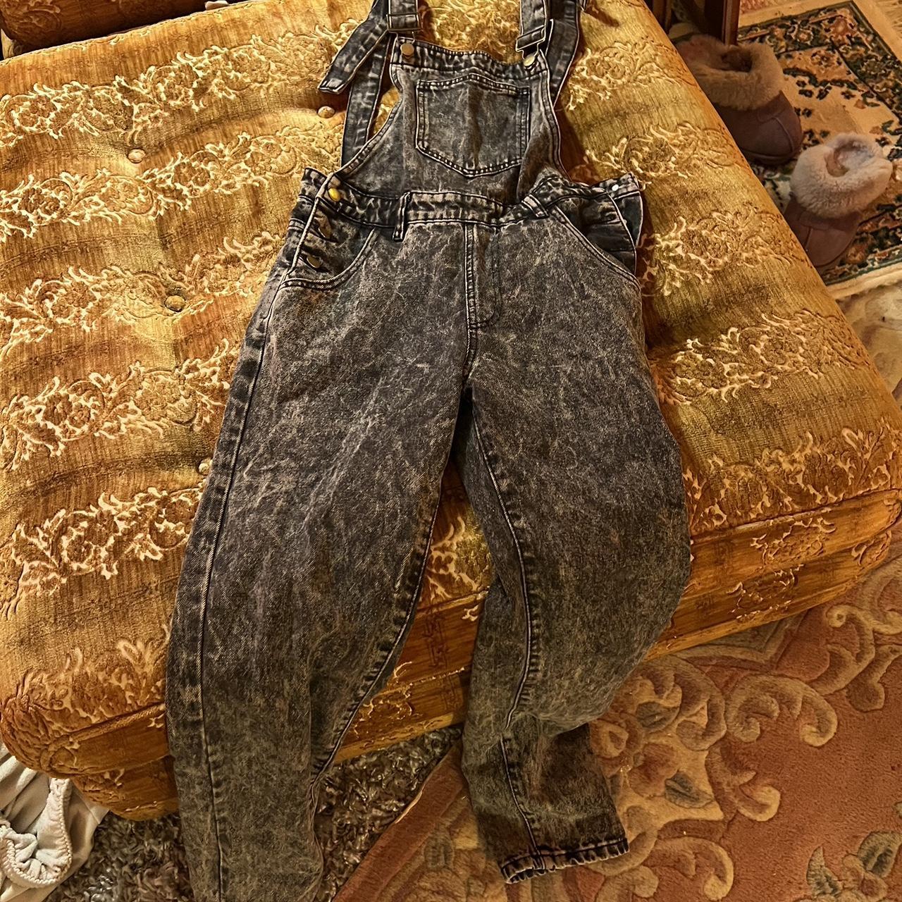 Fitted acid wash black overalls size xs Almost new... | Depop