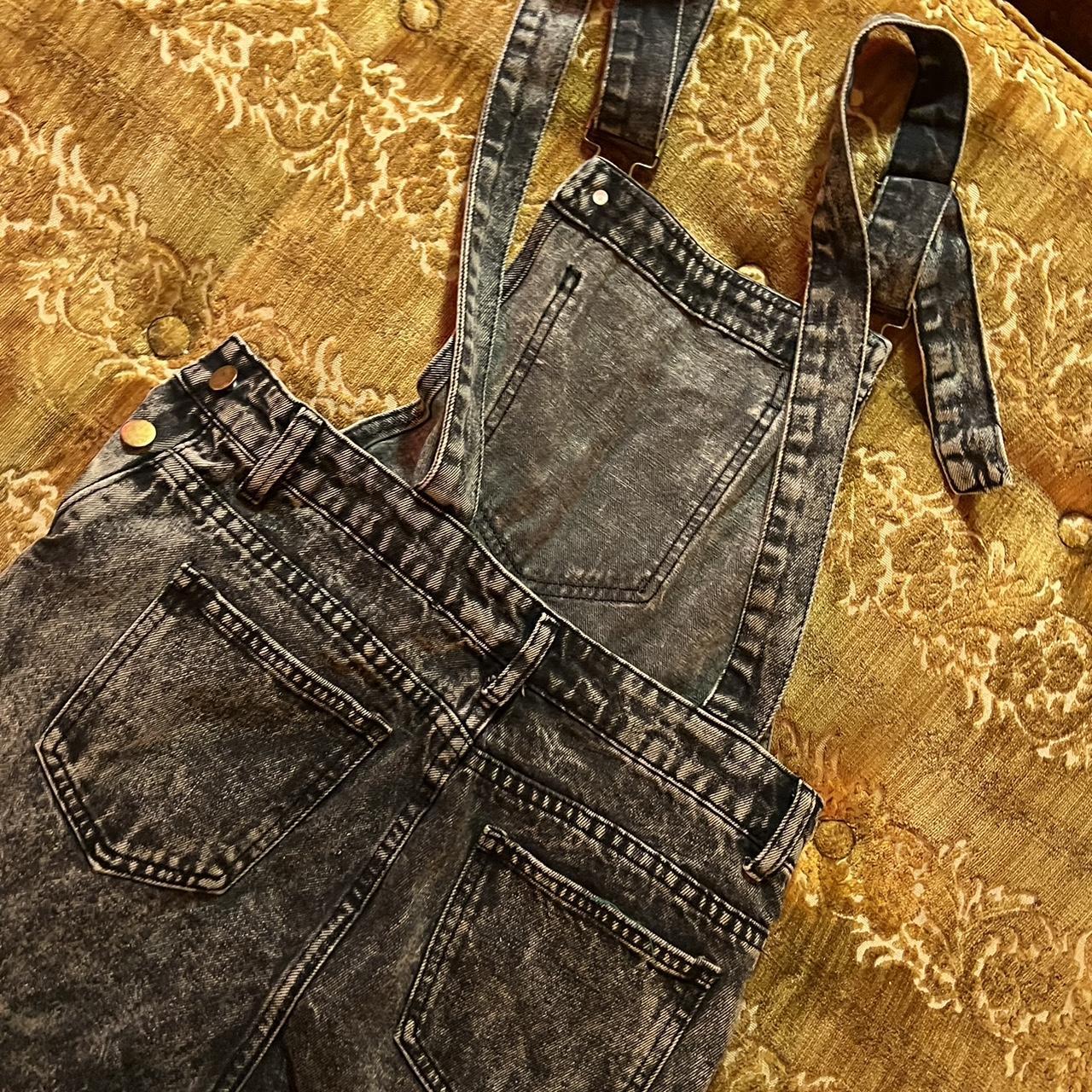 Fitted acid wash black overalls size xs Almost new... | Depop
