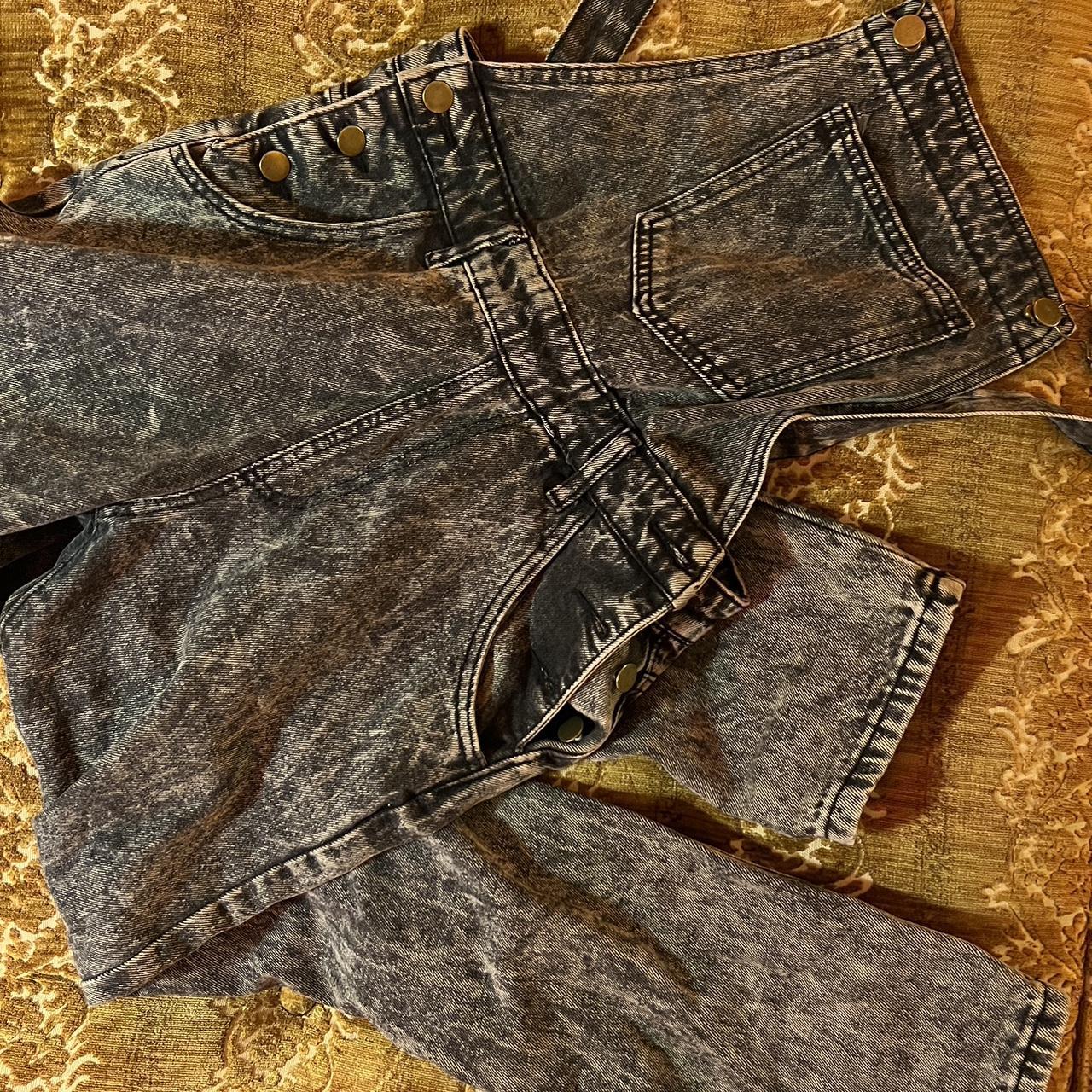 Fitted acid wash black overalls size xs Almost new... | Depop