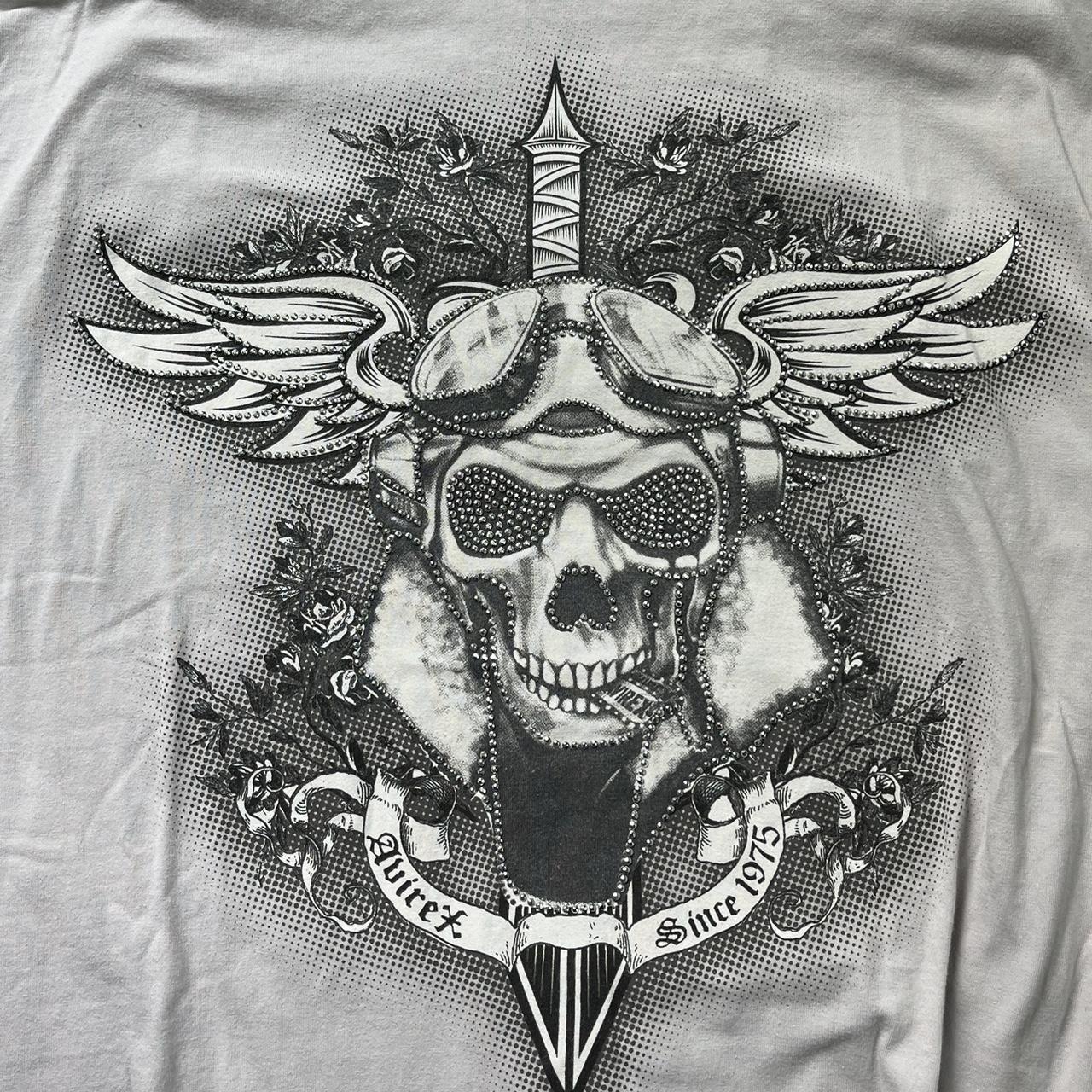 Y2K Avirex Skull T-shirt Avirex / XL (6’1) / dope... - Depop