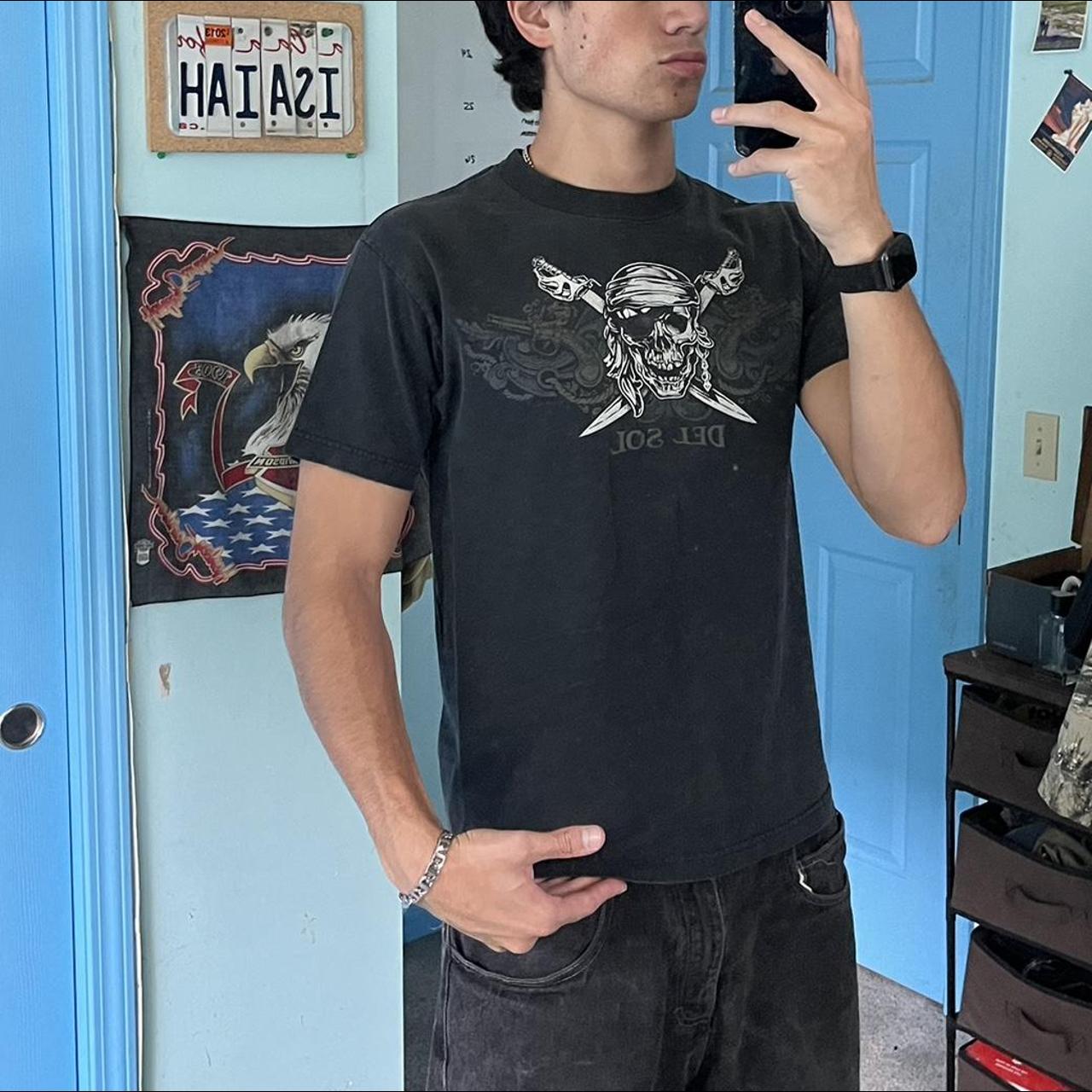 Del Sol Skull T-shirt M / dope faded black... - Depop