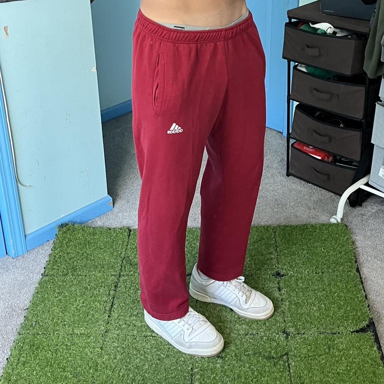 Red Adidas Sweats Adidas / No tag - elastic waist... - Depop