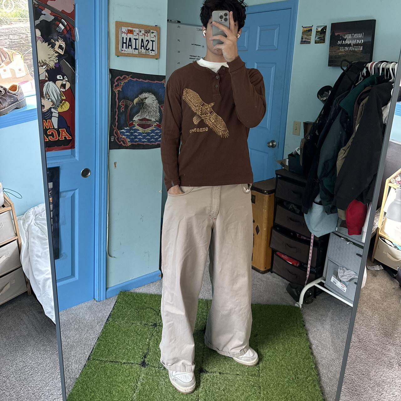 Y2K Brown Thermal Long Sleeve No tag fits me like a... - Depop