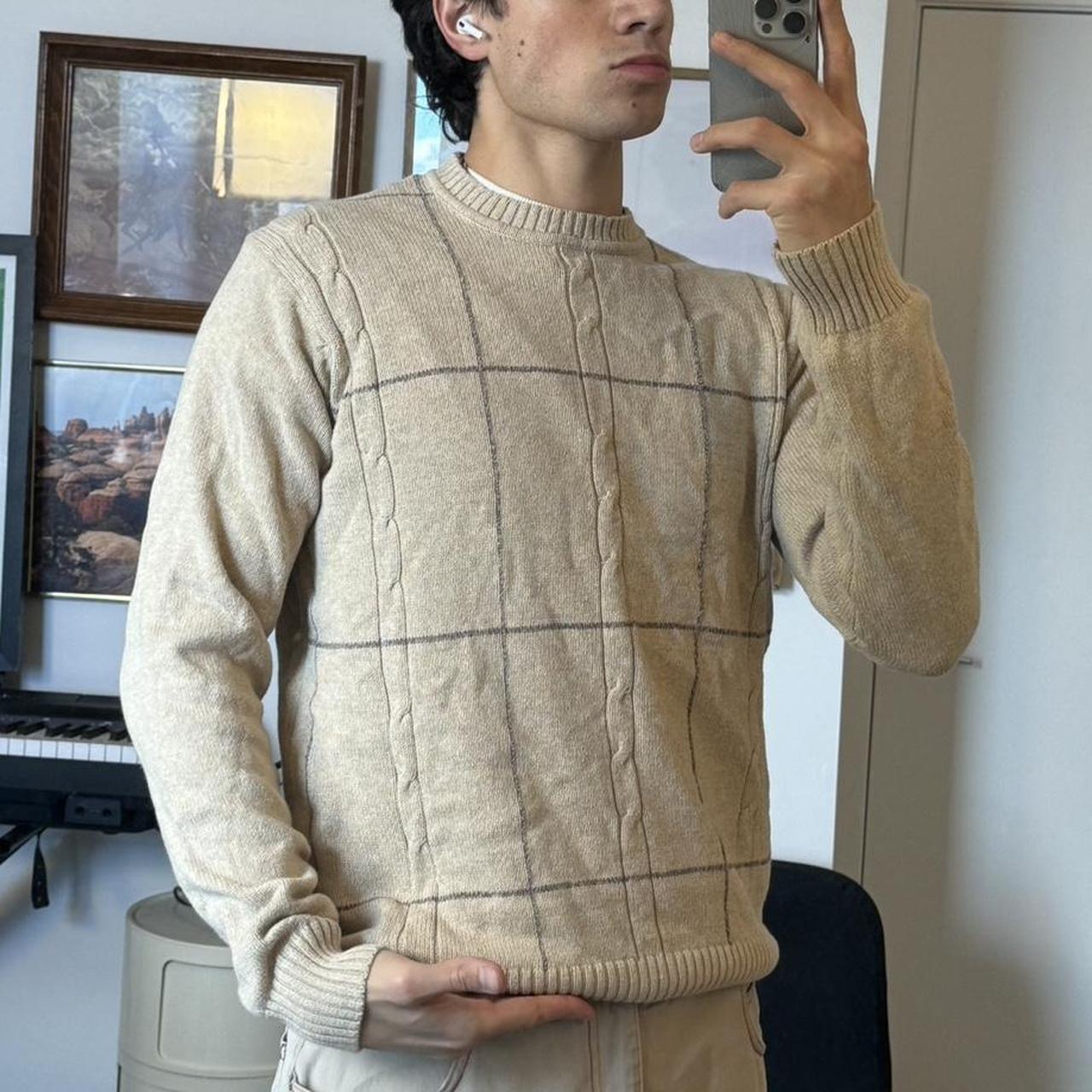 Y2K Cable Knit Sweater M (6’1) / dope cream base... - Depop