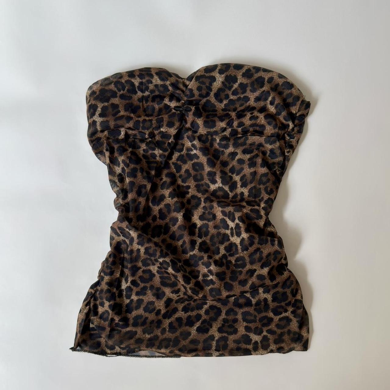 Leopard/Cheetah print tube top with ruched front,... - Depop