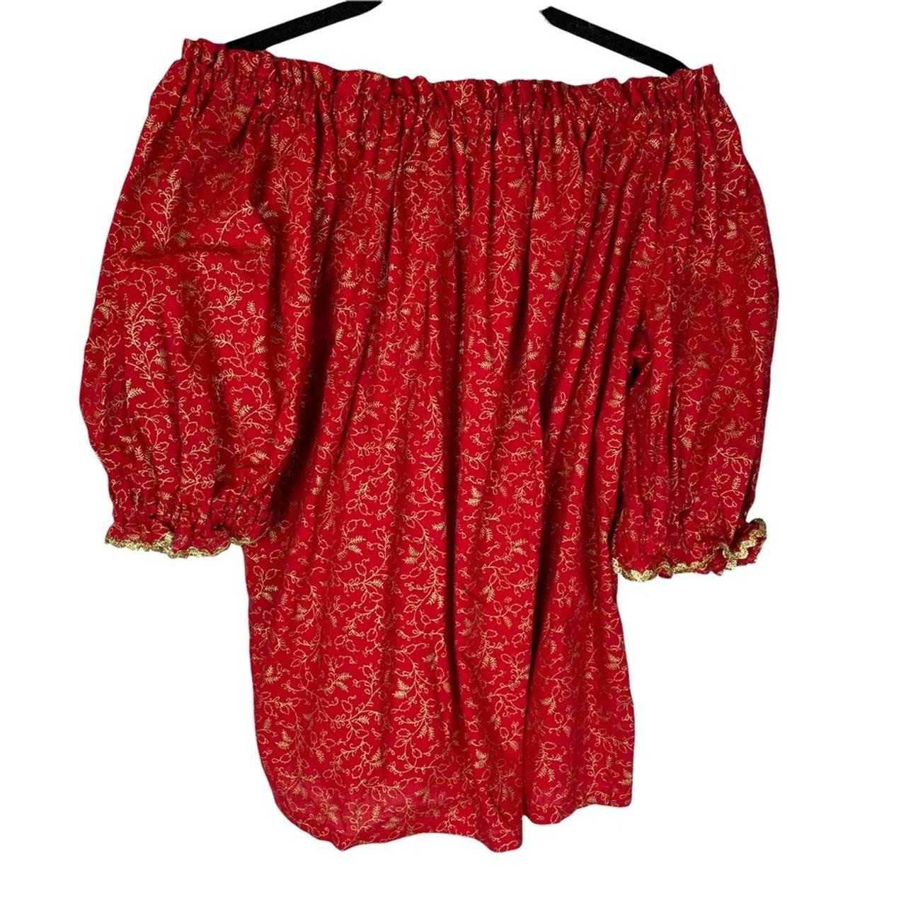 Vintage Christmas handmade red holly pattern off the... - Depop