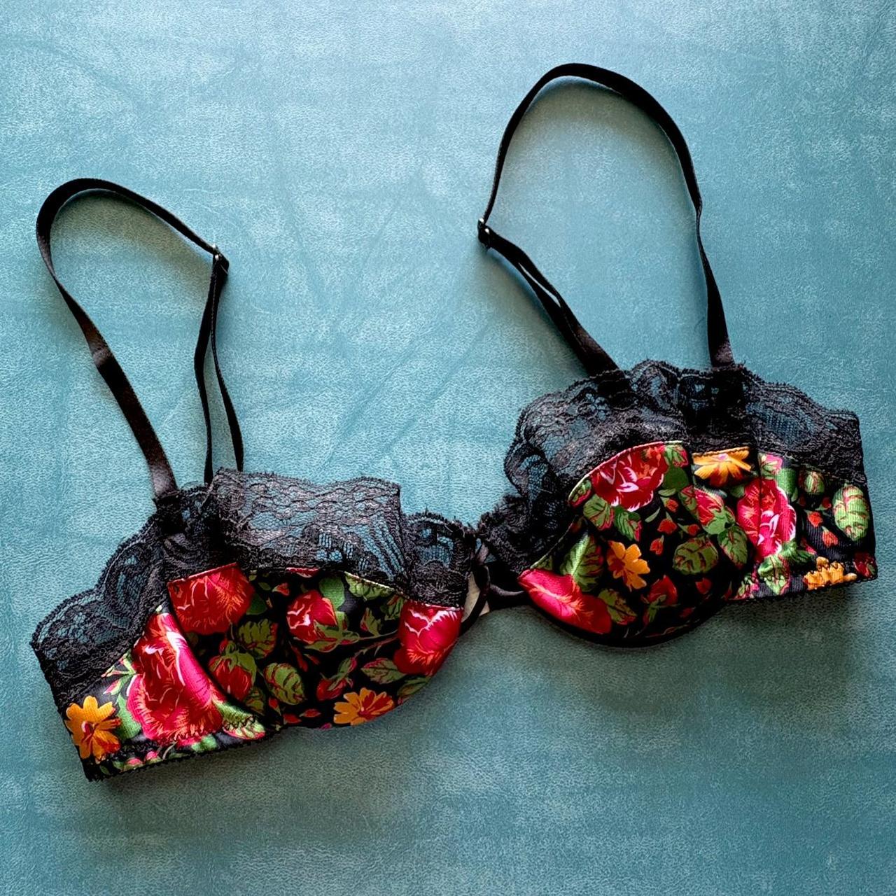 vintage 80s Lily of France black multi-coloured... | Depop