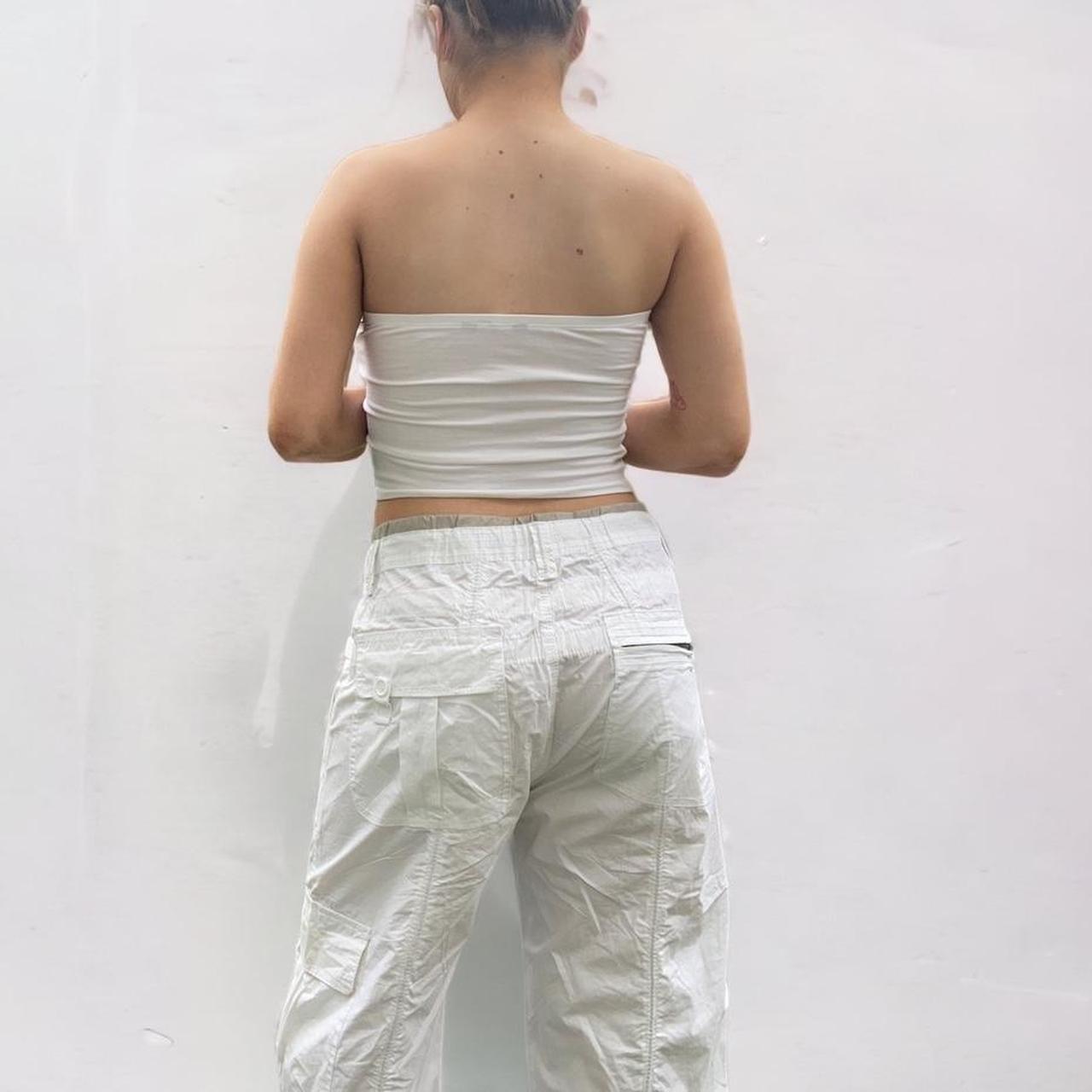 Vintage White Cargo Capris Beautiful detailing -... - Depop