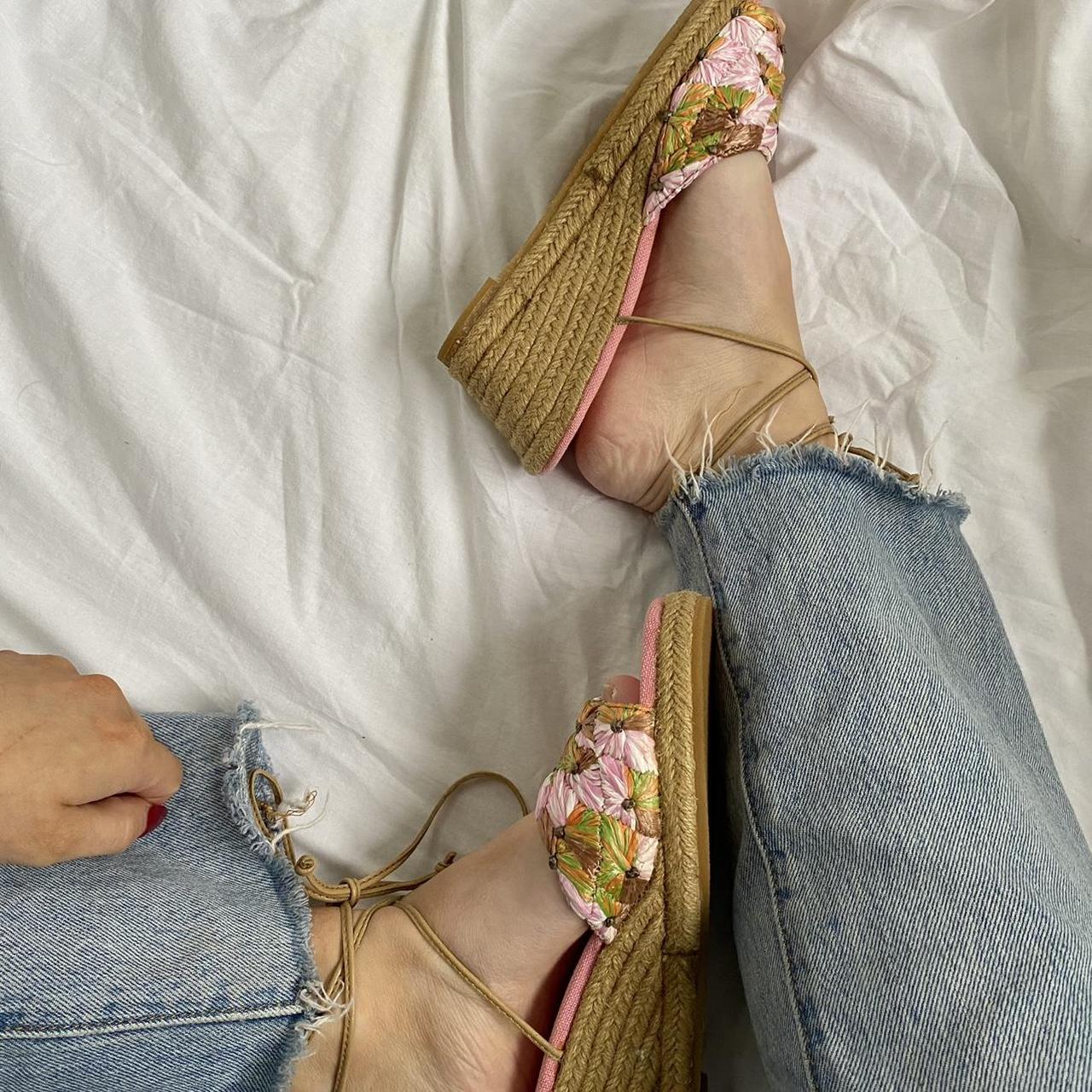 Floral Rattan Wedge Heels Espadrilles so so so cute,... - Depop