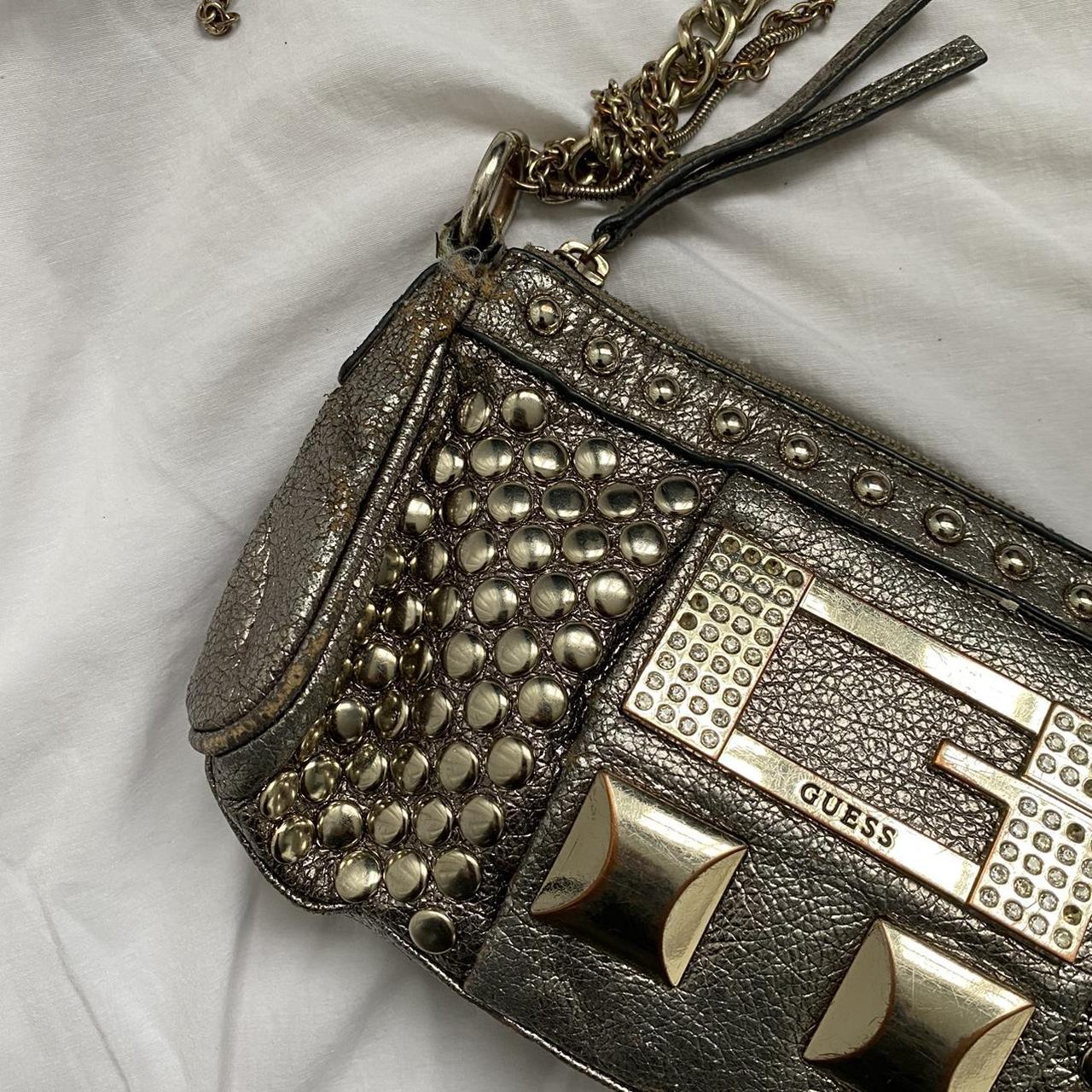 Vintage Guess Silver Studded Shoulder Bag 2000s... - Depop