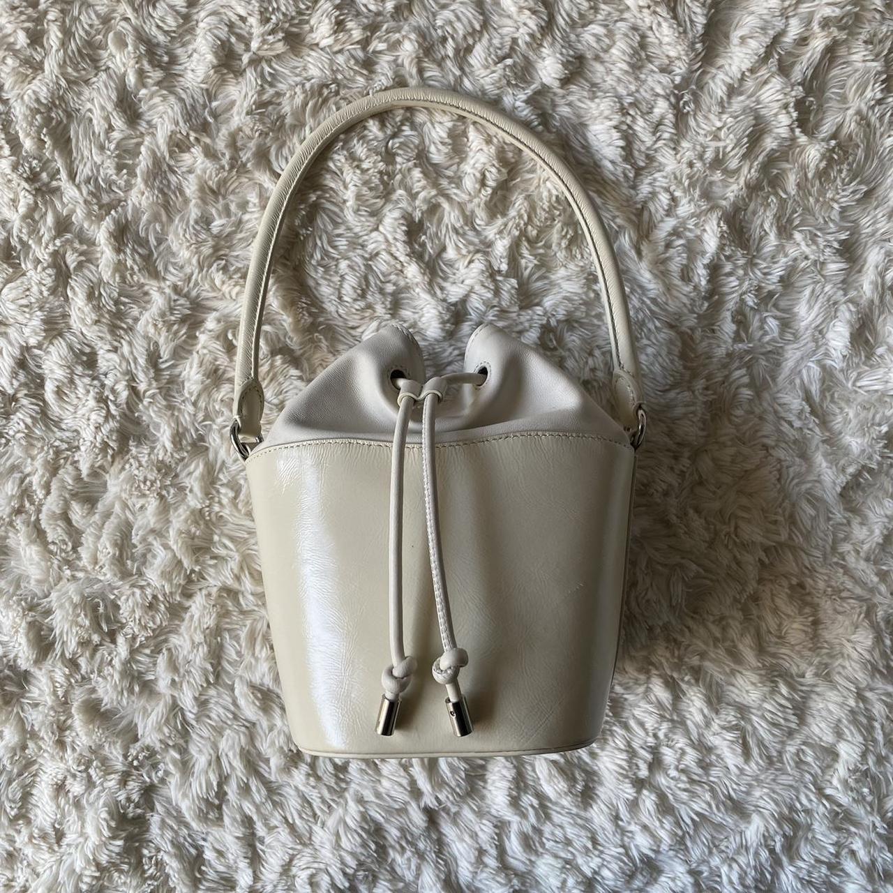 STAUD Agnes Bag / Purse White leather, silver... - Depop