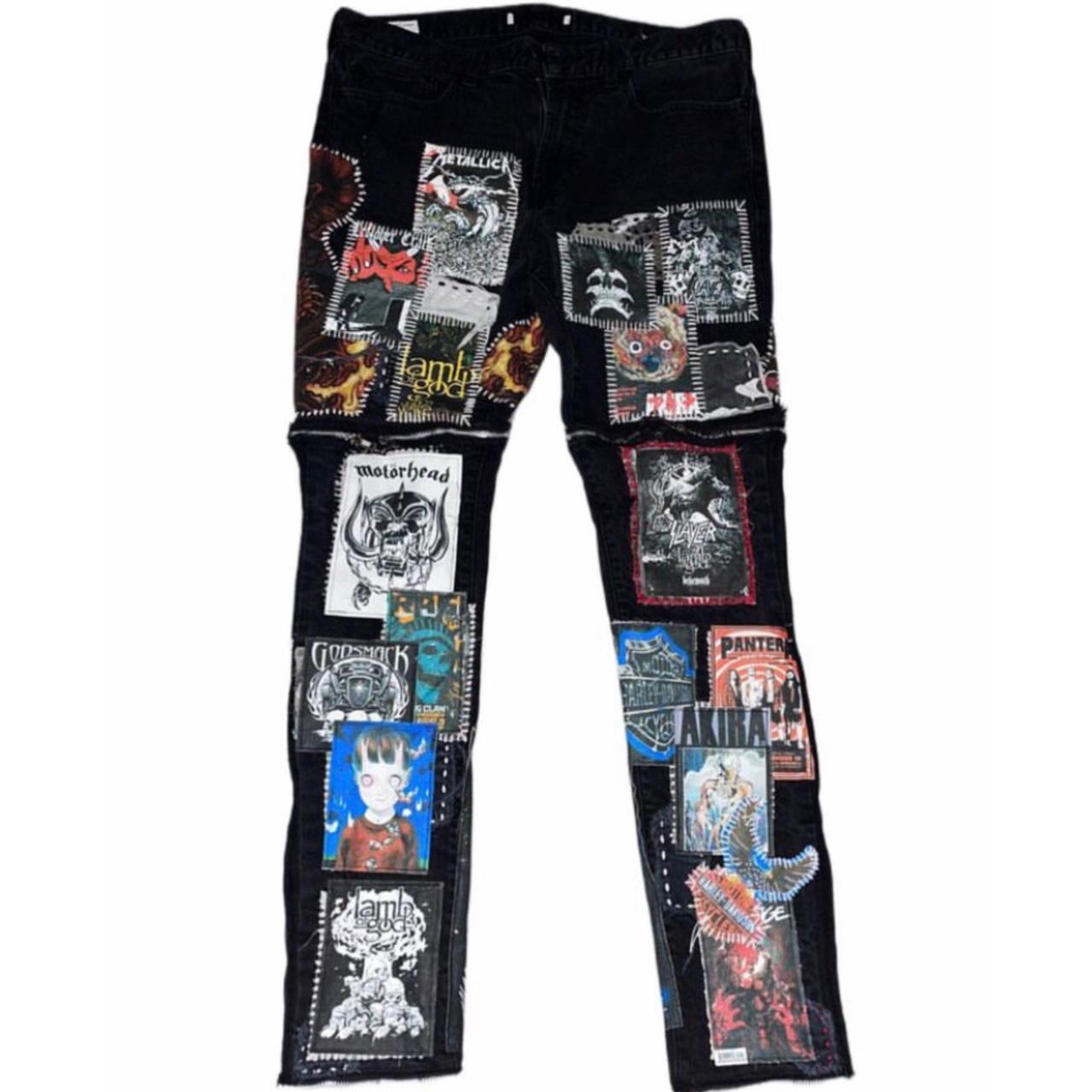 Custom Patched MST Style Jeans • dtg printed canvas... - Depop