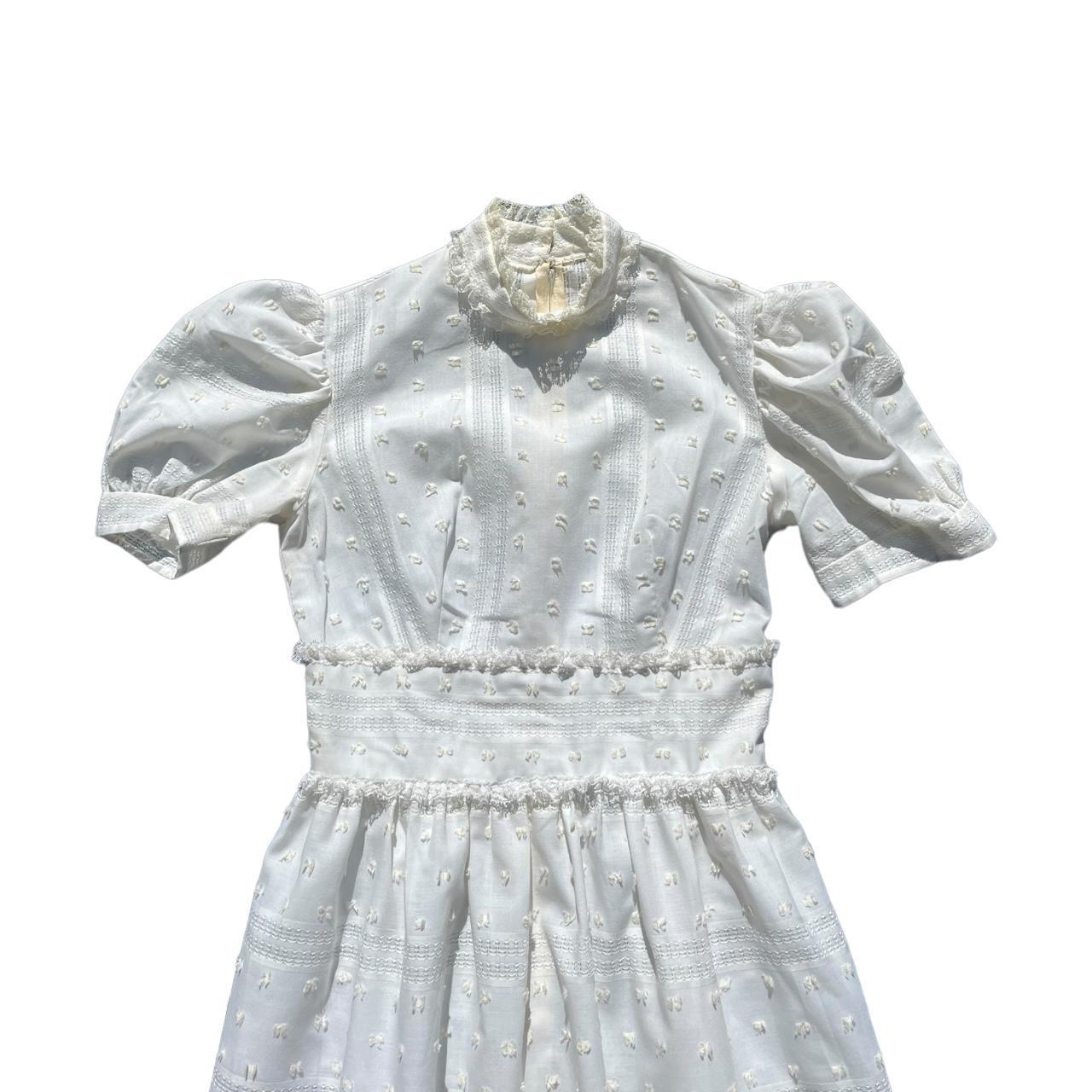 !vintage ruffled maxi dress! 1980s puff sleeve... - Depop