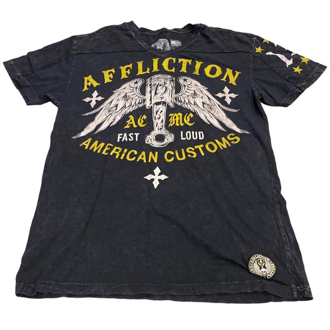 affliction cross and wings print cyber grunge punk... - Depop