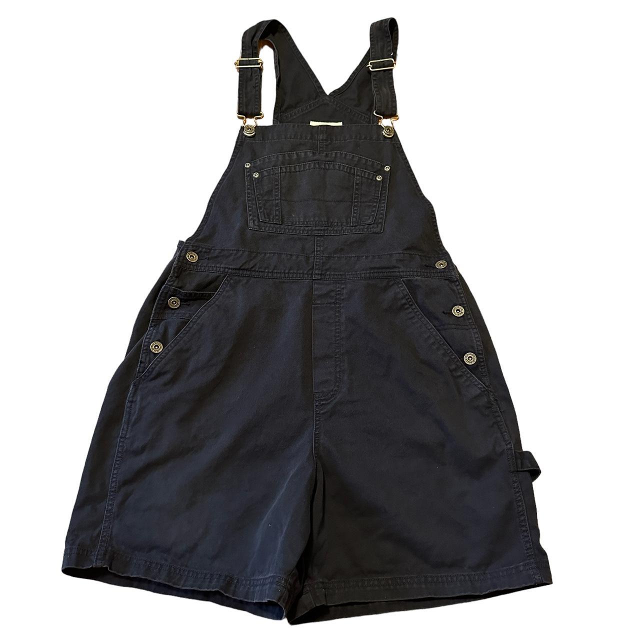 vintage 90’s navy blue khaki overalls shorts... - Depop