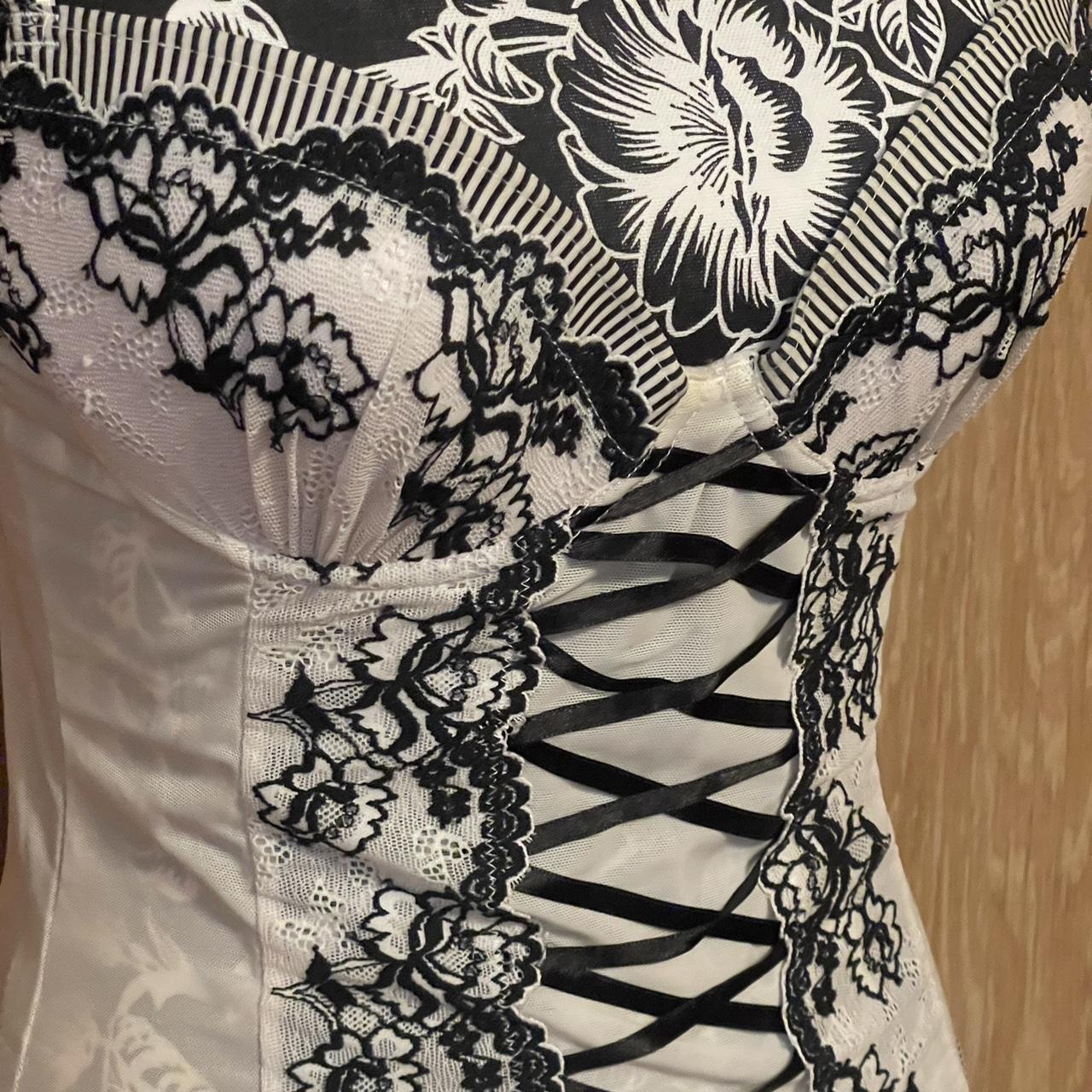 Womens White And Black Corset Depop
