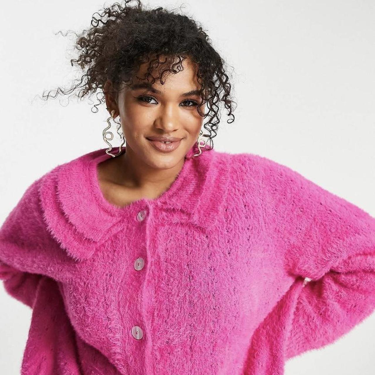 ASOS Pieces Curve Beautiful bright pink fuzzy... - Depop