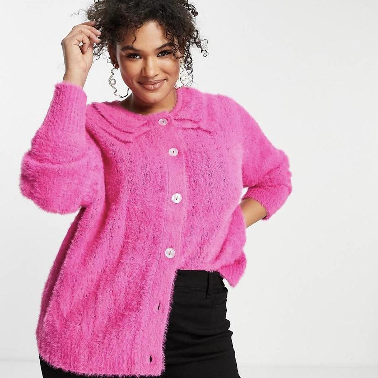 ASOS Pieces Curve Beautiful bright pink fuzzy... - Depop