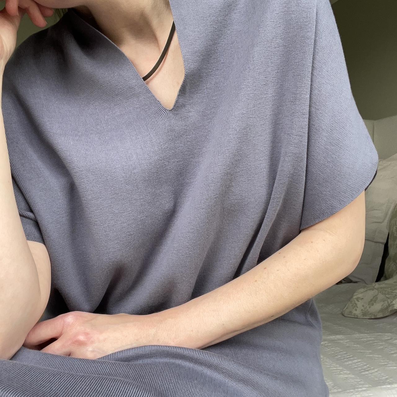 COS Women's Blue and Grey Dress | Depop