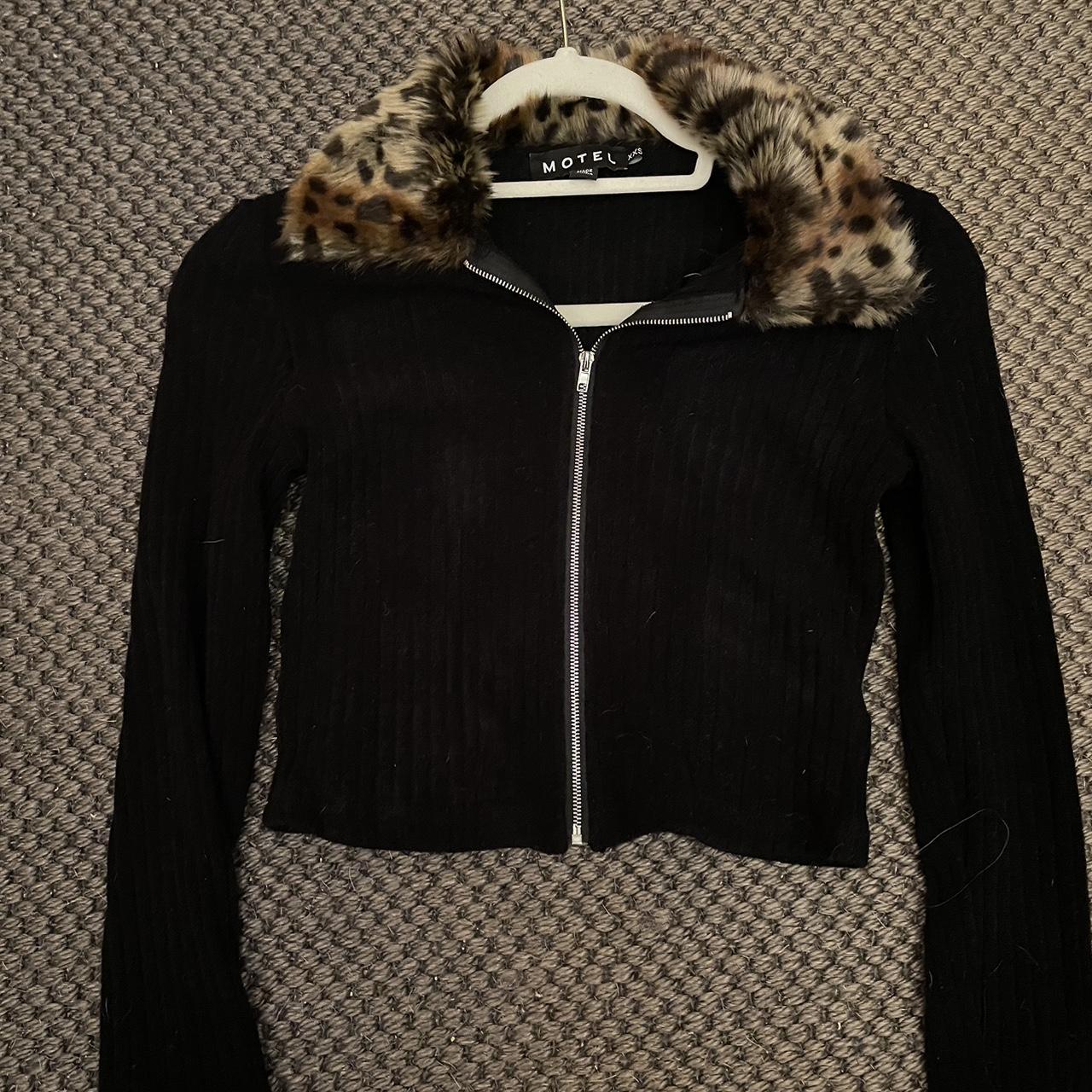 Motel Rocks Fluffy edged Zip-up Cardigan Worn once,... - Depop