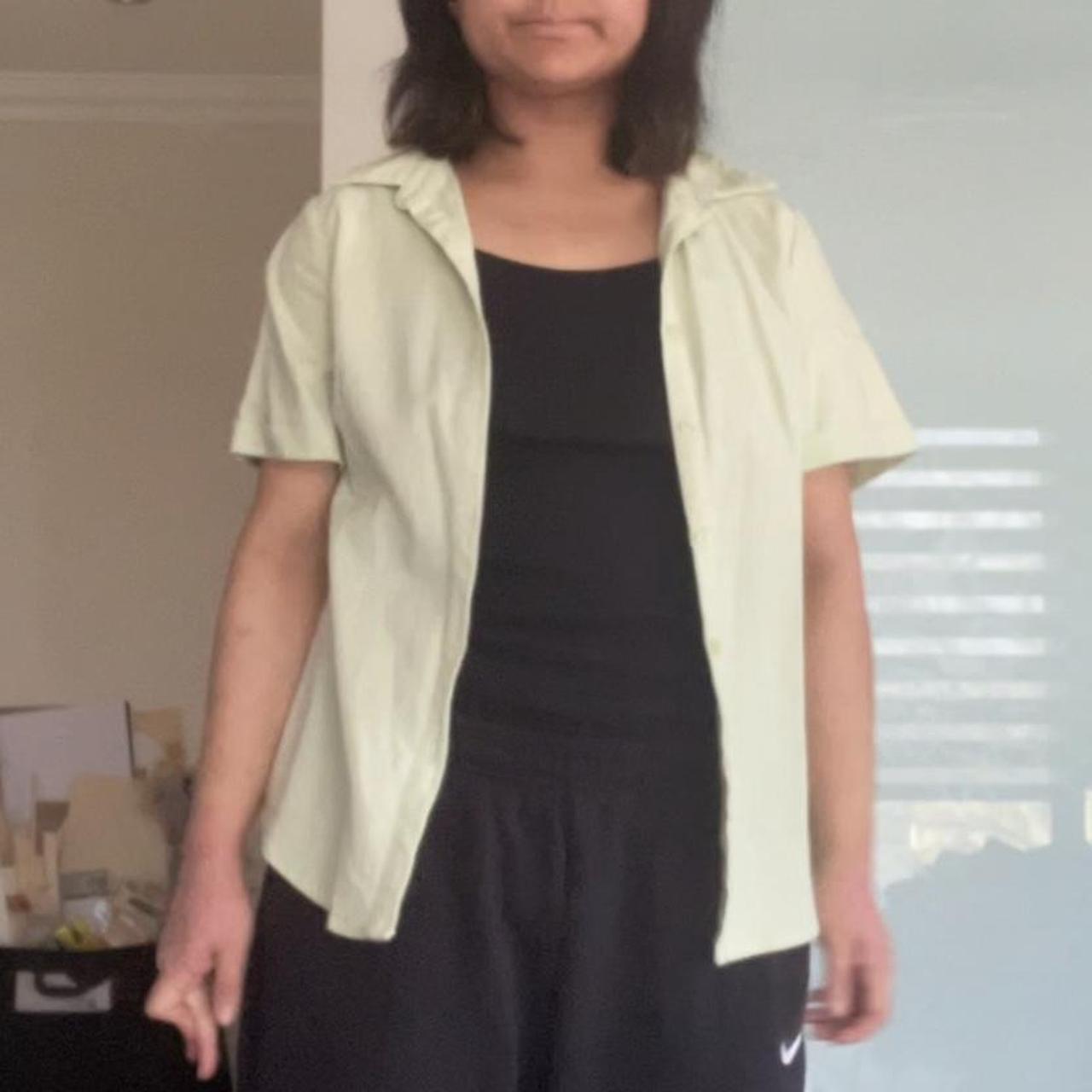 CALLI light green short sleeve button up shirt... - Depop