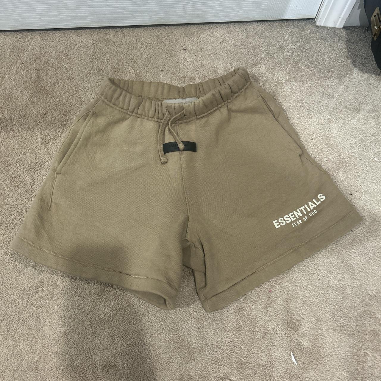 Brown/tan essentials shorts size 10 fit like s/xs - Depop