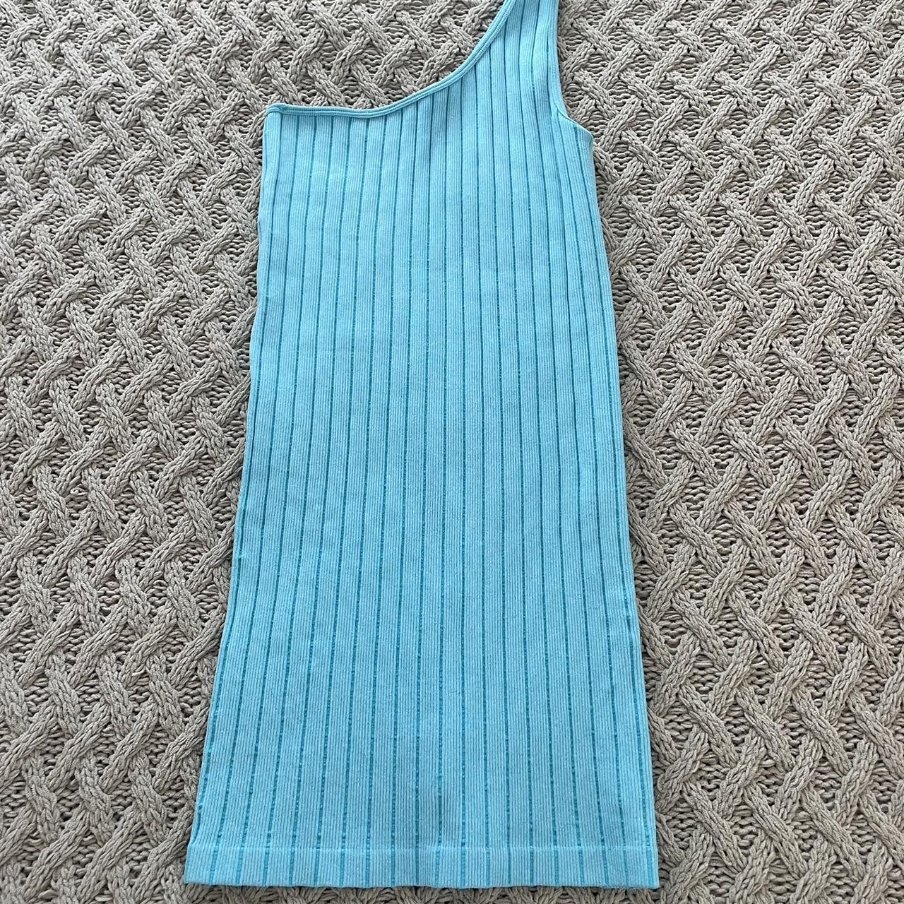 zara asymmetrical bodycon blue mini dress. great... - Depop