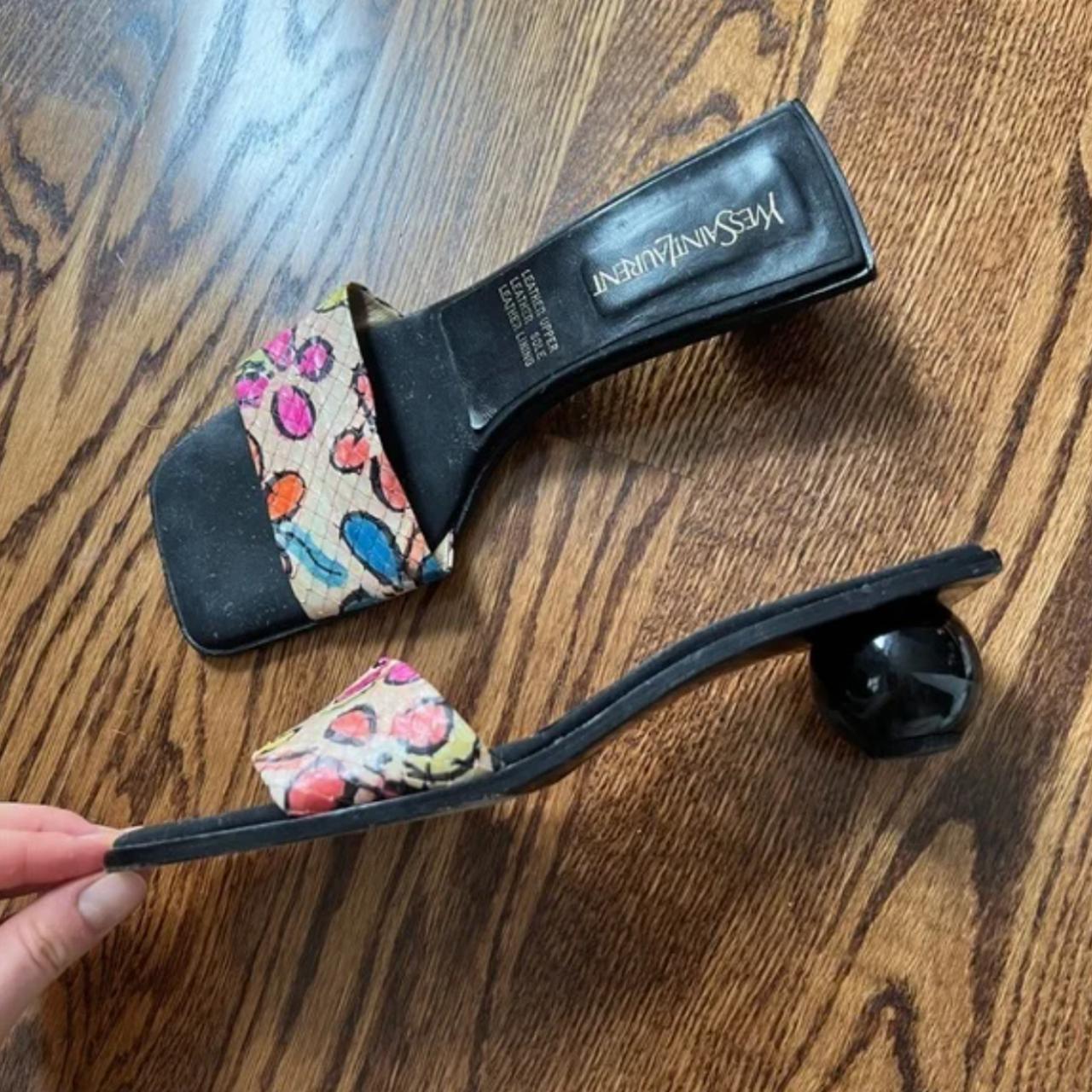 Vintage Square Toe Yves Saint Laurent YSL Floral... - Depop