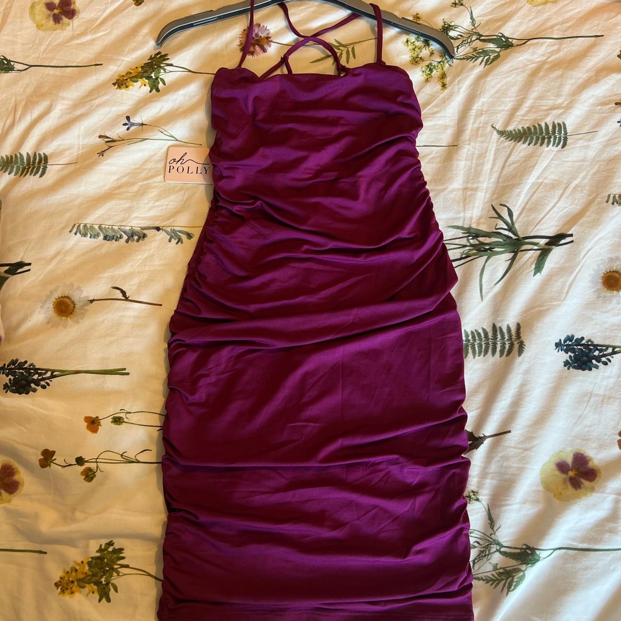 oh polly purple ruched dress💜 size 6, brand new... - Depop