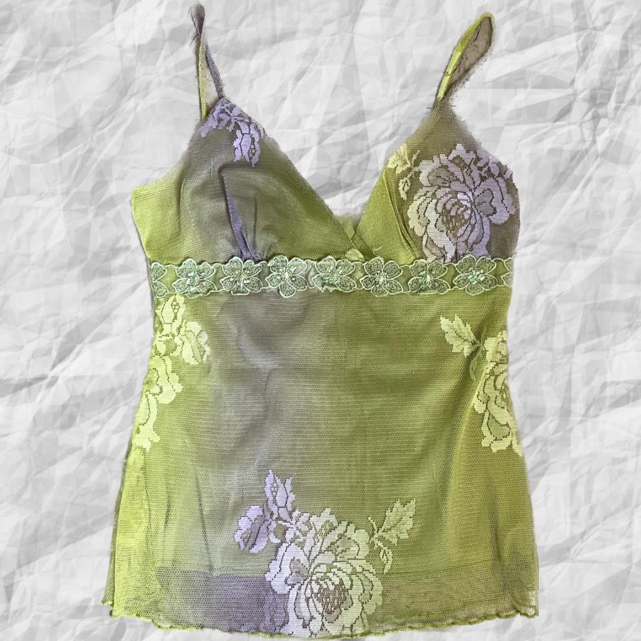 Vintage Y2K lace fairy top, flower trim around... - Depop