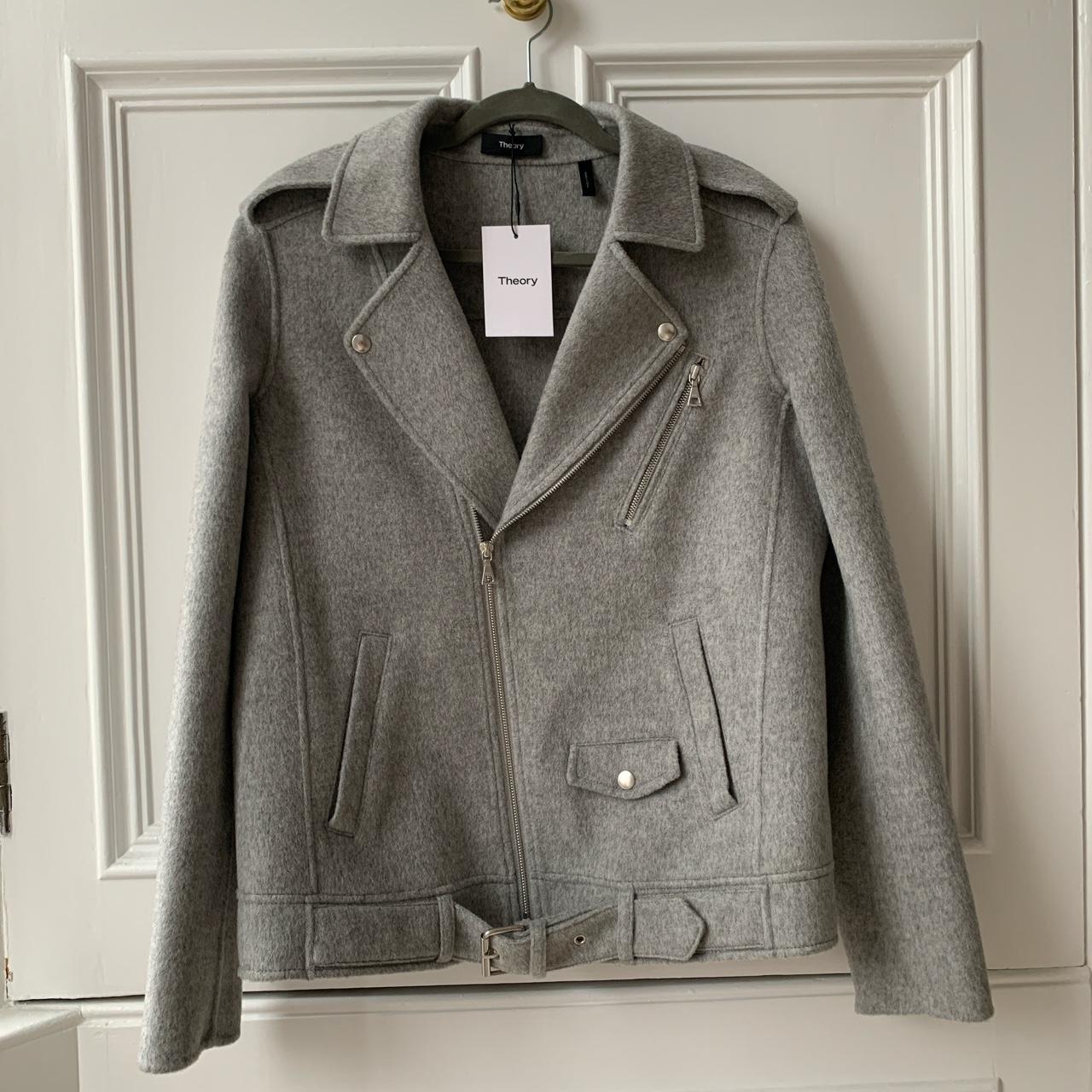 Theory Women's Grey and Silver Jacket | Depop