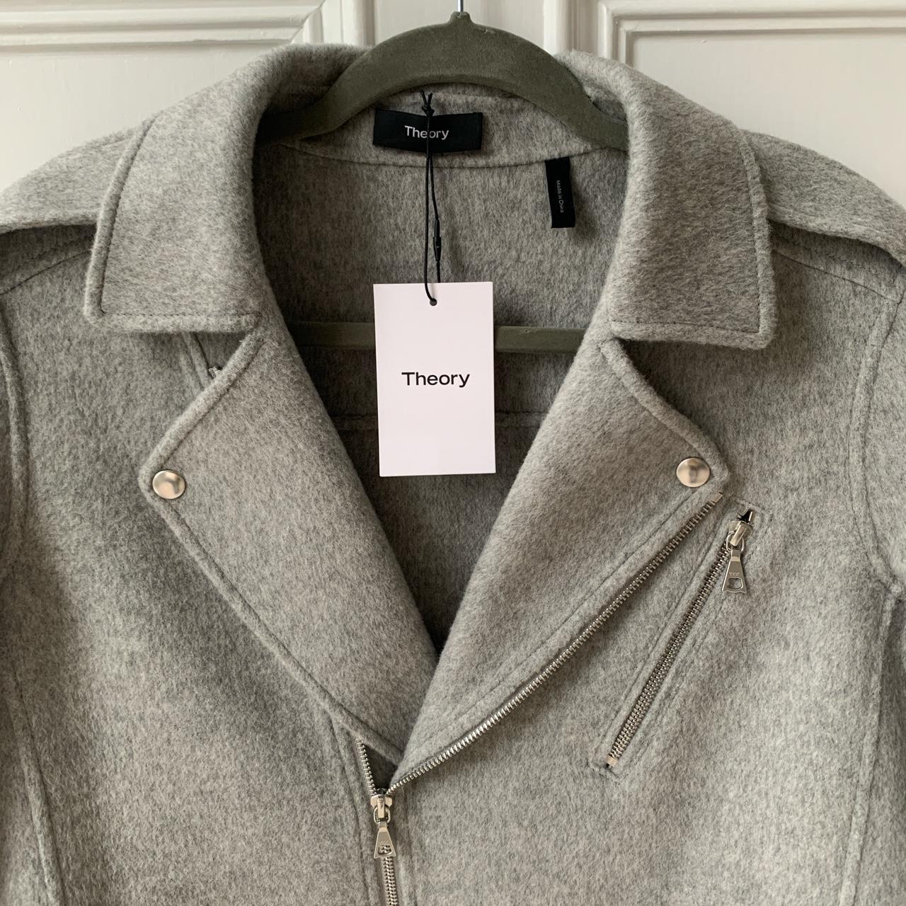 Theory Women's Grey and Silver Jacket | Depop