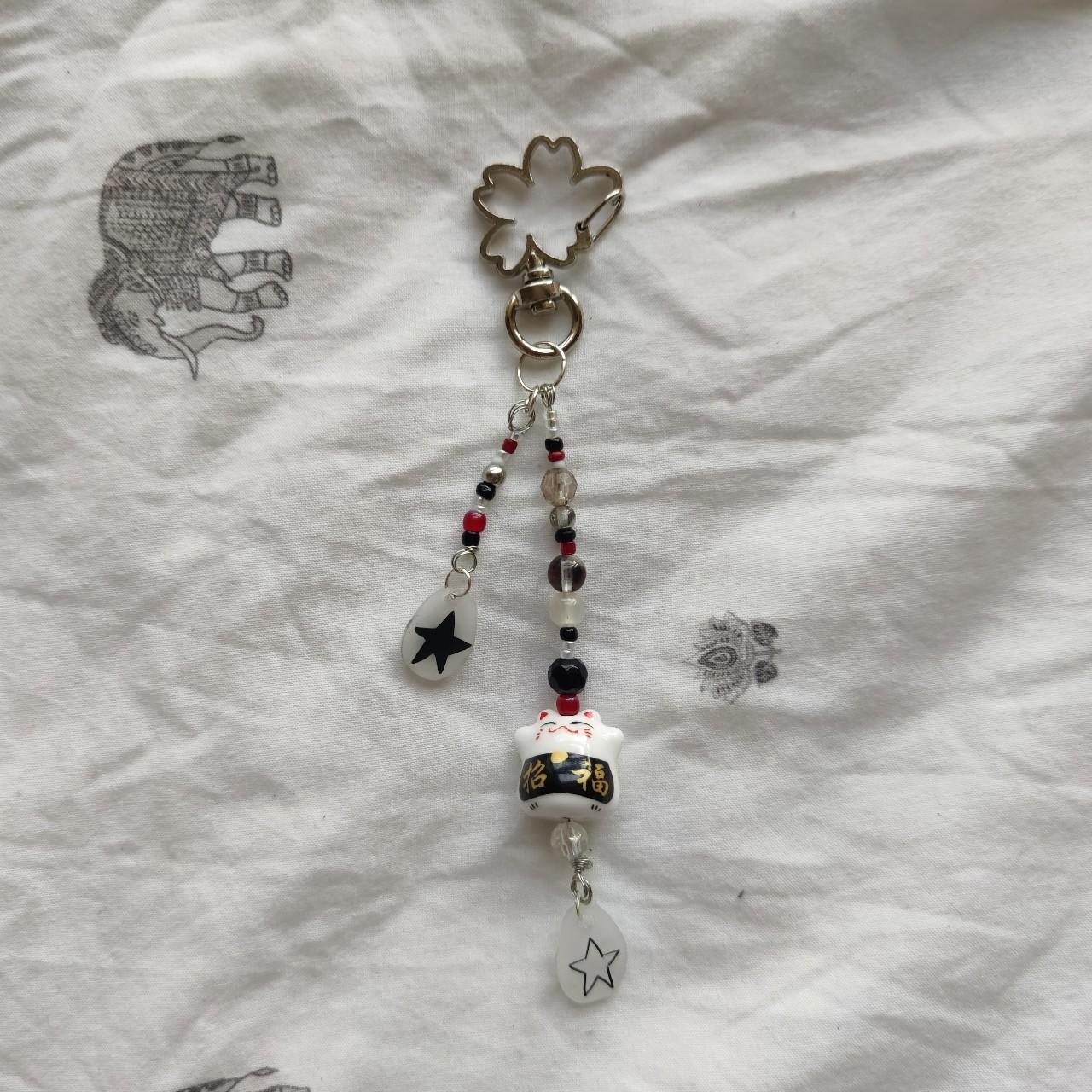 . black and white lucky cat keychain 🍀 - handmade by... - Depop