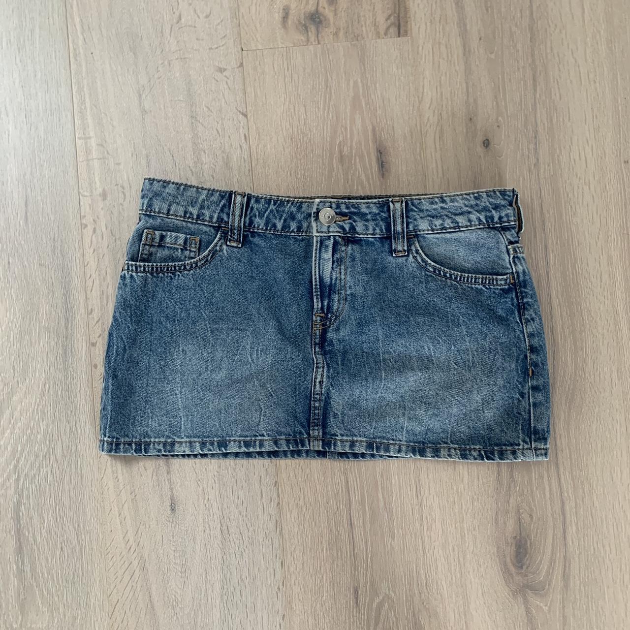 low waisted mini denim skirt. Size S perfect for... - Depop
