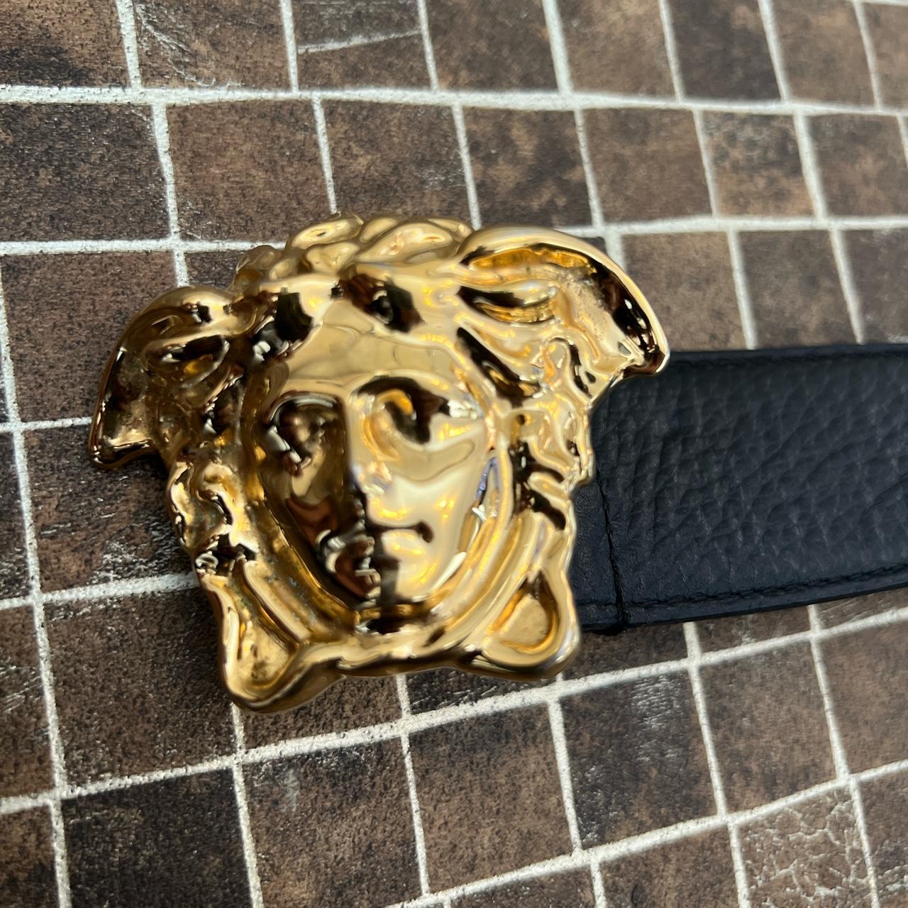 Versace Men's Black and Gold Belt | Depop