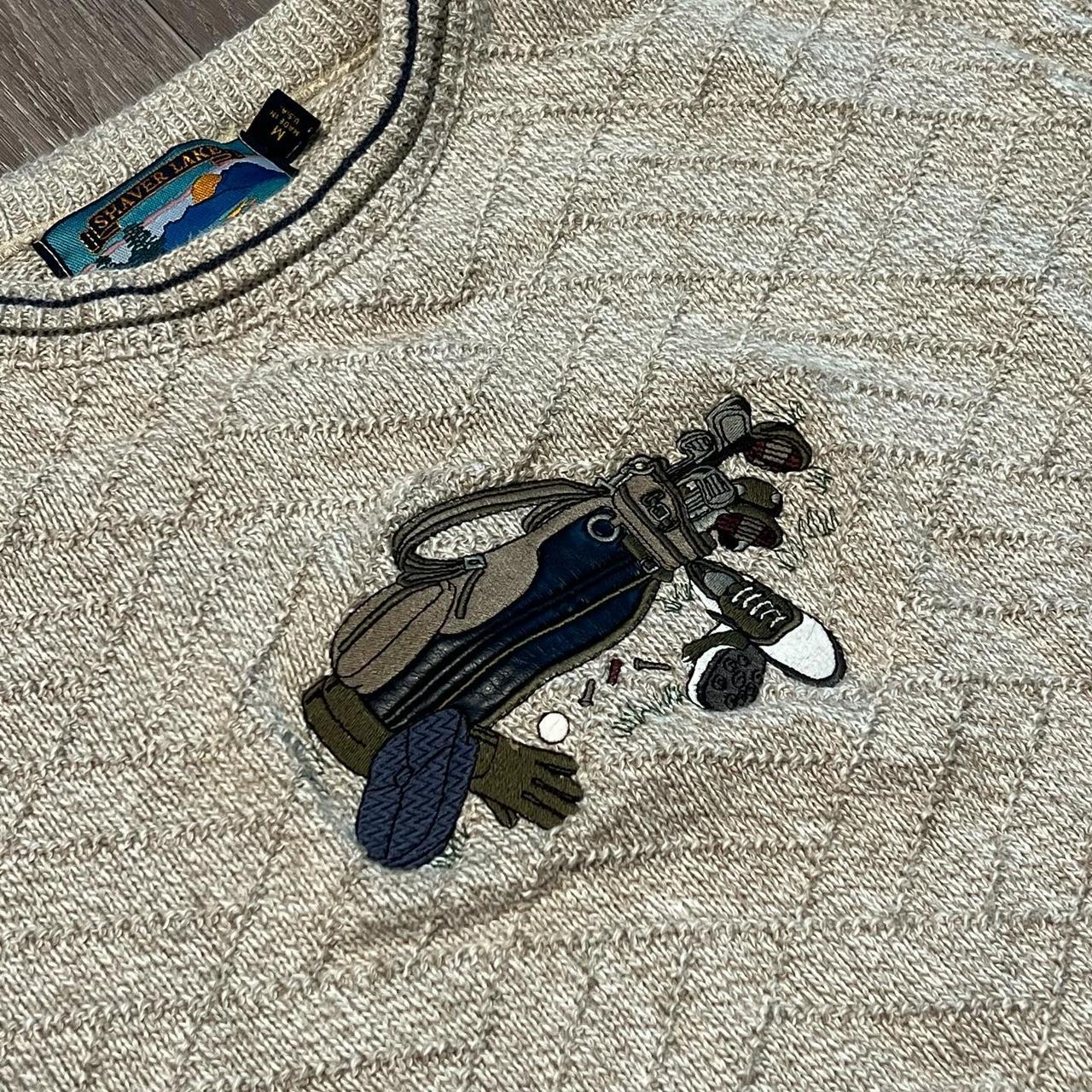 Super rare men’s golf sweater! Fully embroidered... - Depop
