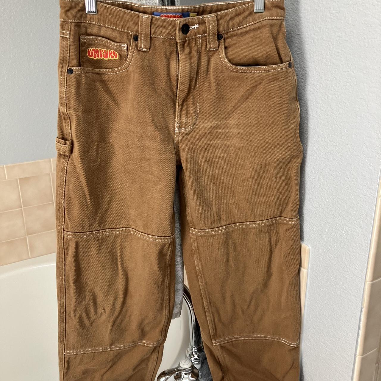 Perfect contrast stitch tan empyre skate pants... - Depop