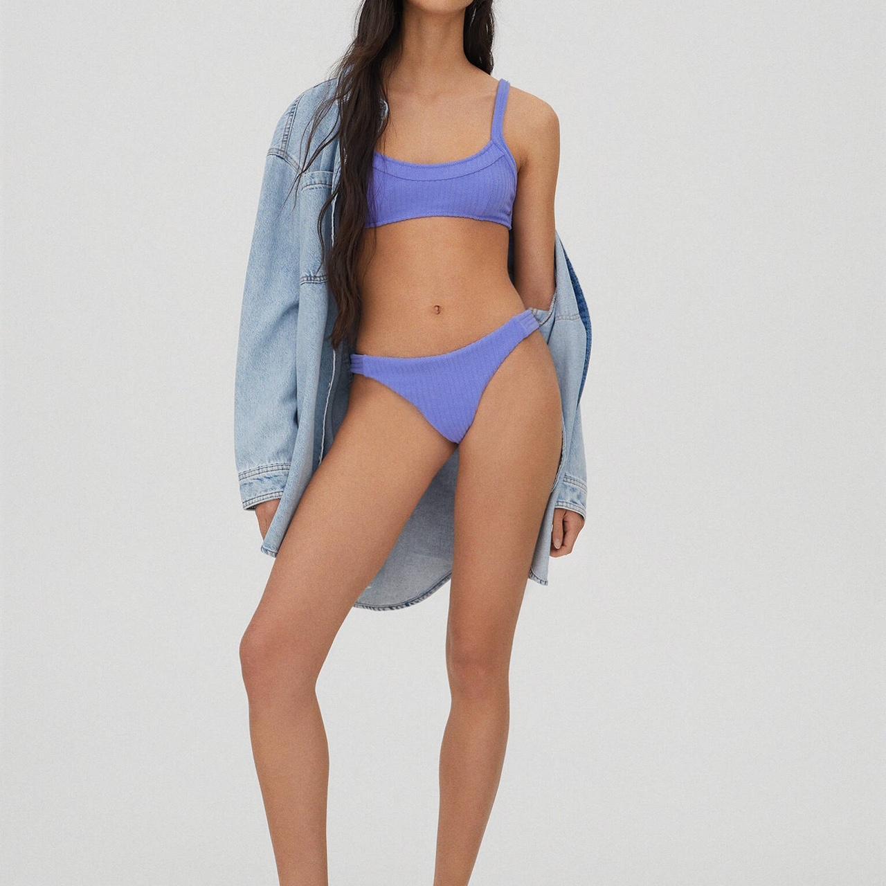Pull & Bear purple towel bikini set, worn a couple... - Depop