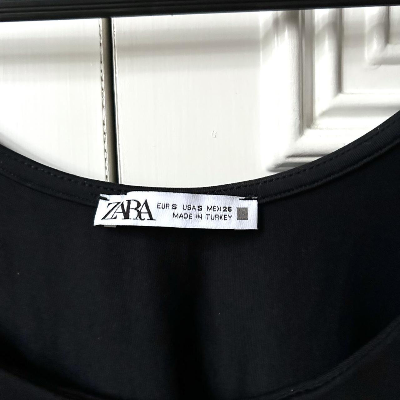 Zara black polyamide quarter length sleeve round... | Depop