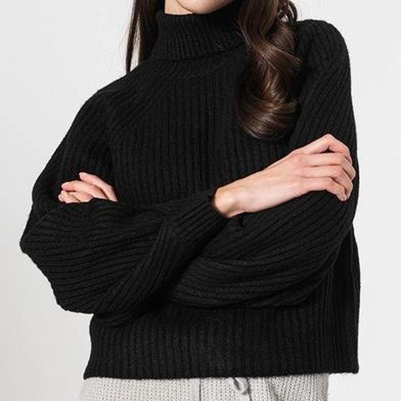 Missguided black ribbed knit roll neck jumper - Depop