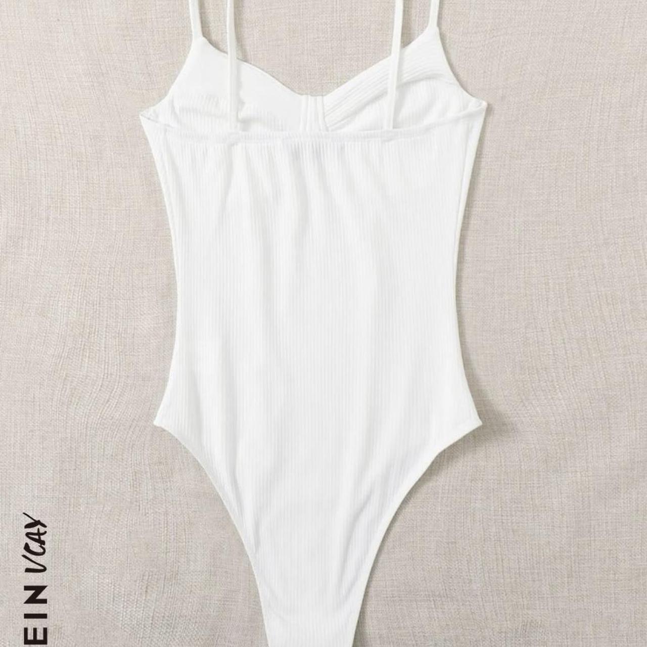 Shein white ribbed bodysuit - size 6, never been... - Depop