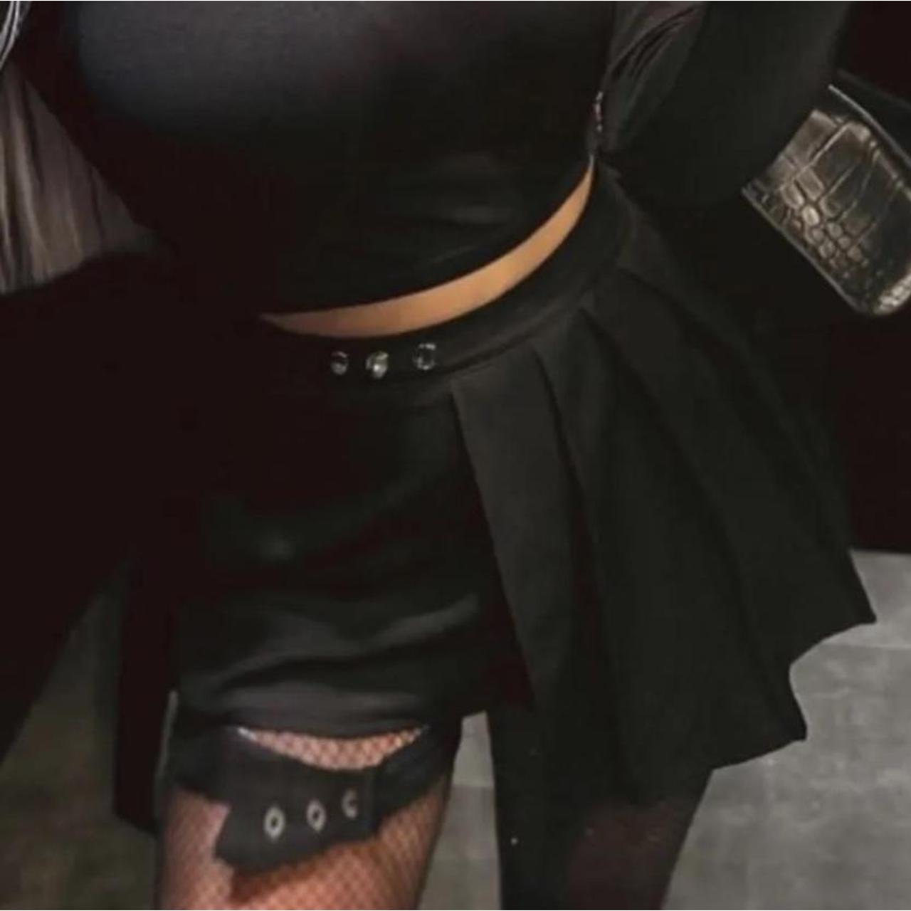 Pleated gothic mini tennis skirt pleated skirt... - Depop